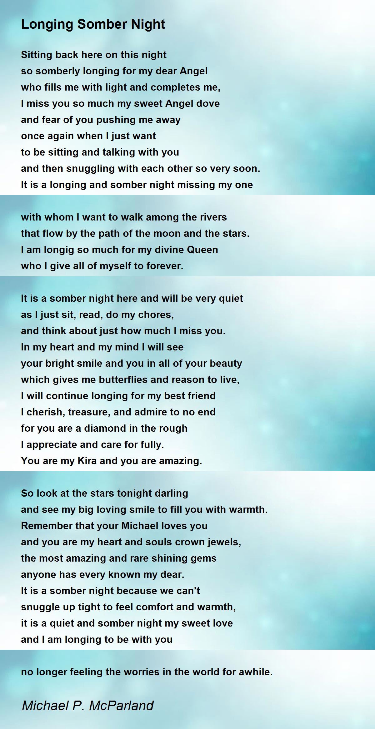 Longing Somber Night - Longing Somber Night Poem by Michael P. McParland