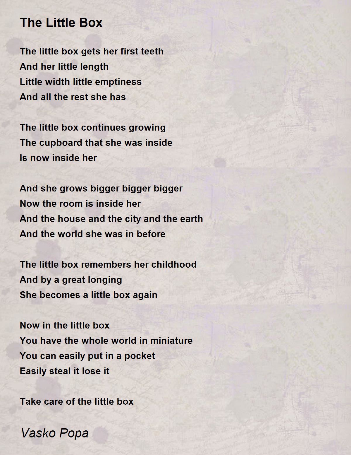 The Little Box Poem by Vasko Popa - Poem Hunter