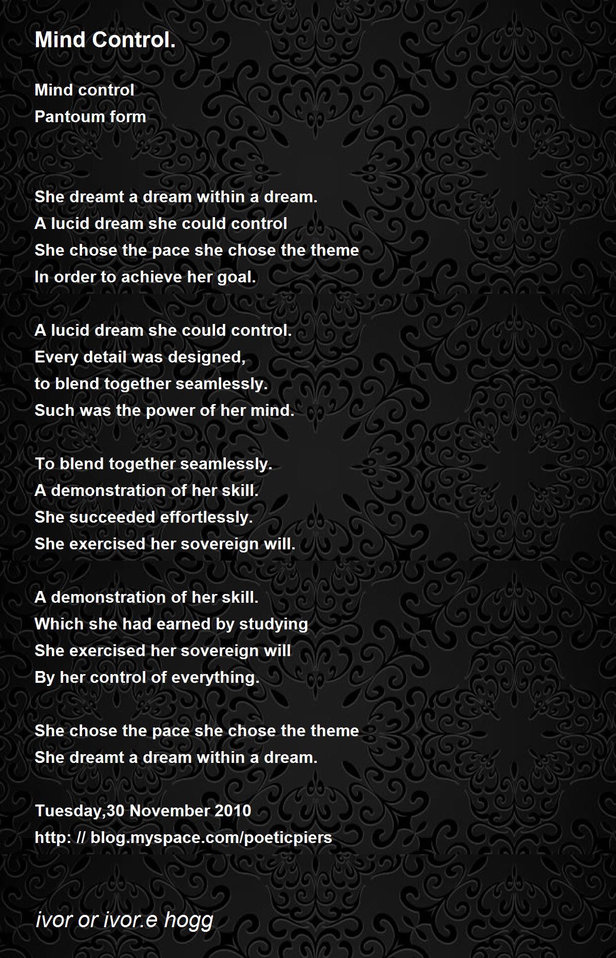 Mind Control. Poem by ivor or ivor.e hogg - Poem Hunter