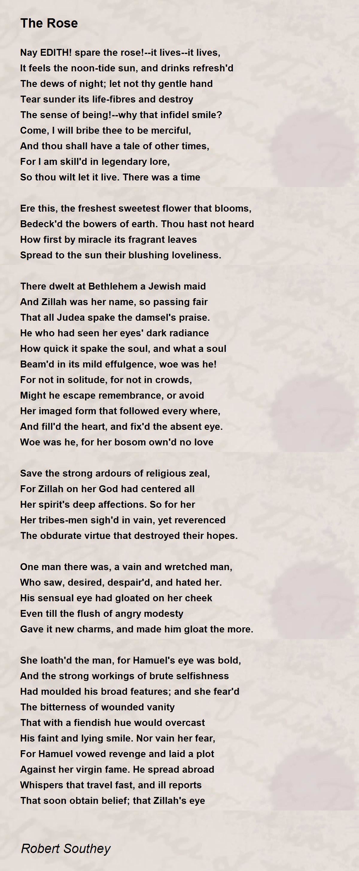 The Rose Poem by Robert Southey - Poem Hunter