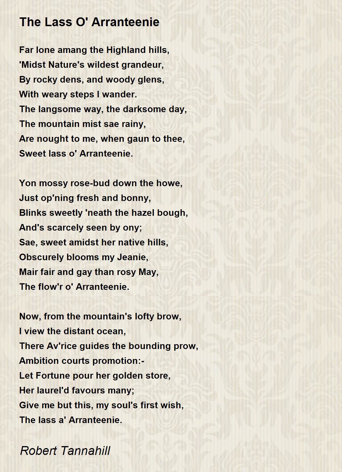 The Lass O' Arranteenie - The Lass O' Arranteenie Poem by Robert Tannahill