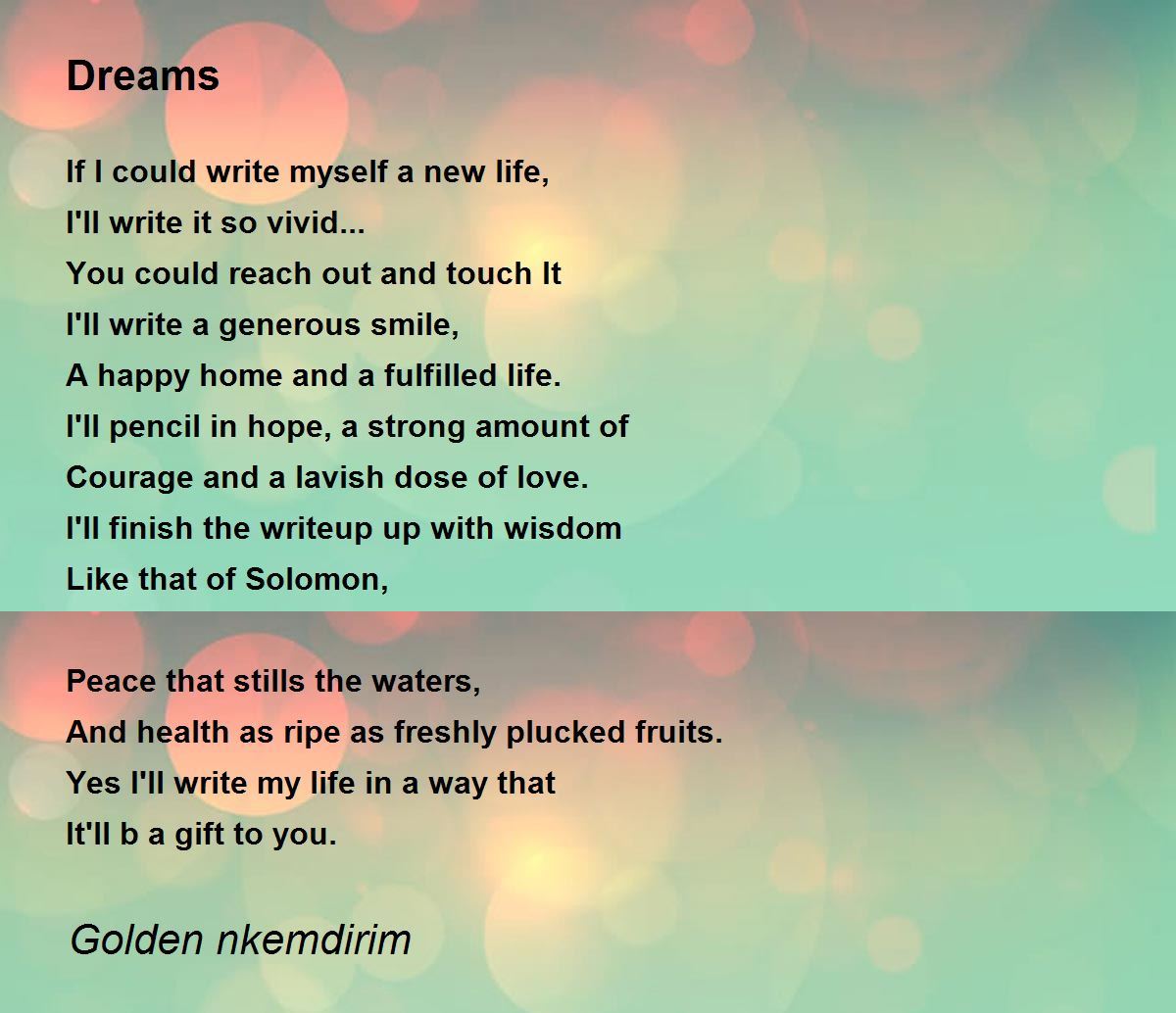 Dreams Poem by Golden nkemdirim - Poem Hunter