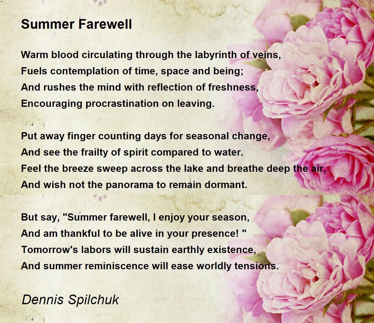 Summer Farewell by Dennis Spilchuk - Summer Farewell Poem