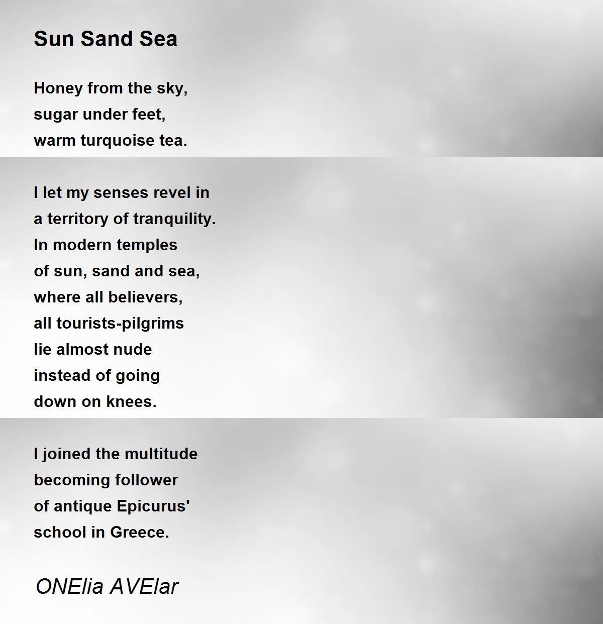 Sun Sand Sea Poem by ONElia AVElar - Poem Hunter