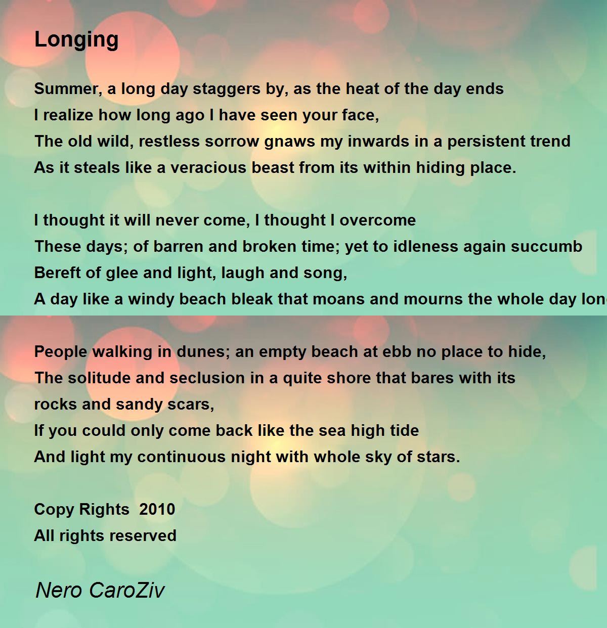 Longing Poem by Nero CaroZiv - Poem Hunter