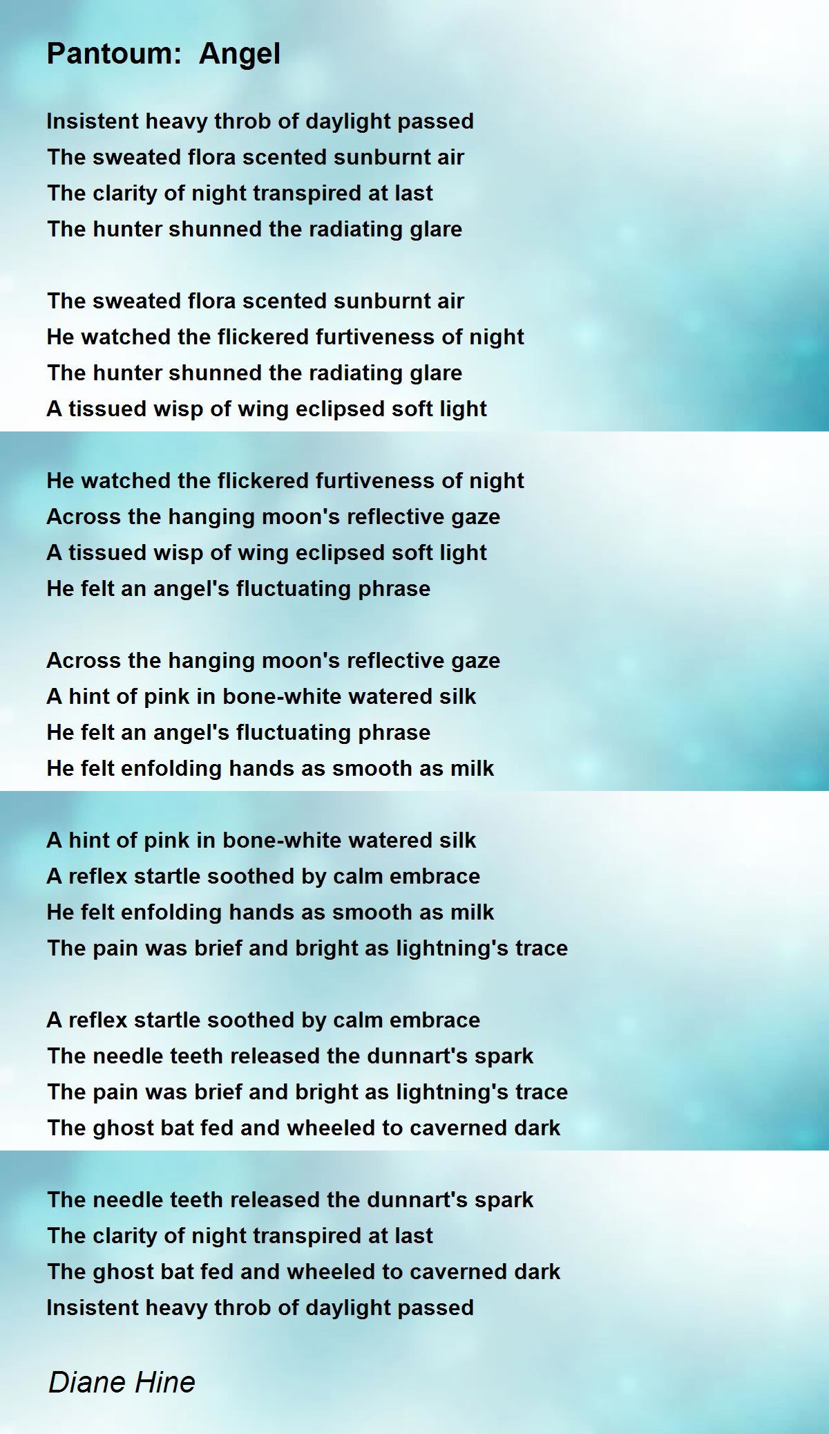 Pantoum: Angel Poem by Diane Hine - Poem Hunter