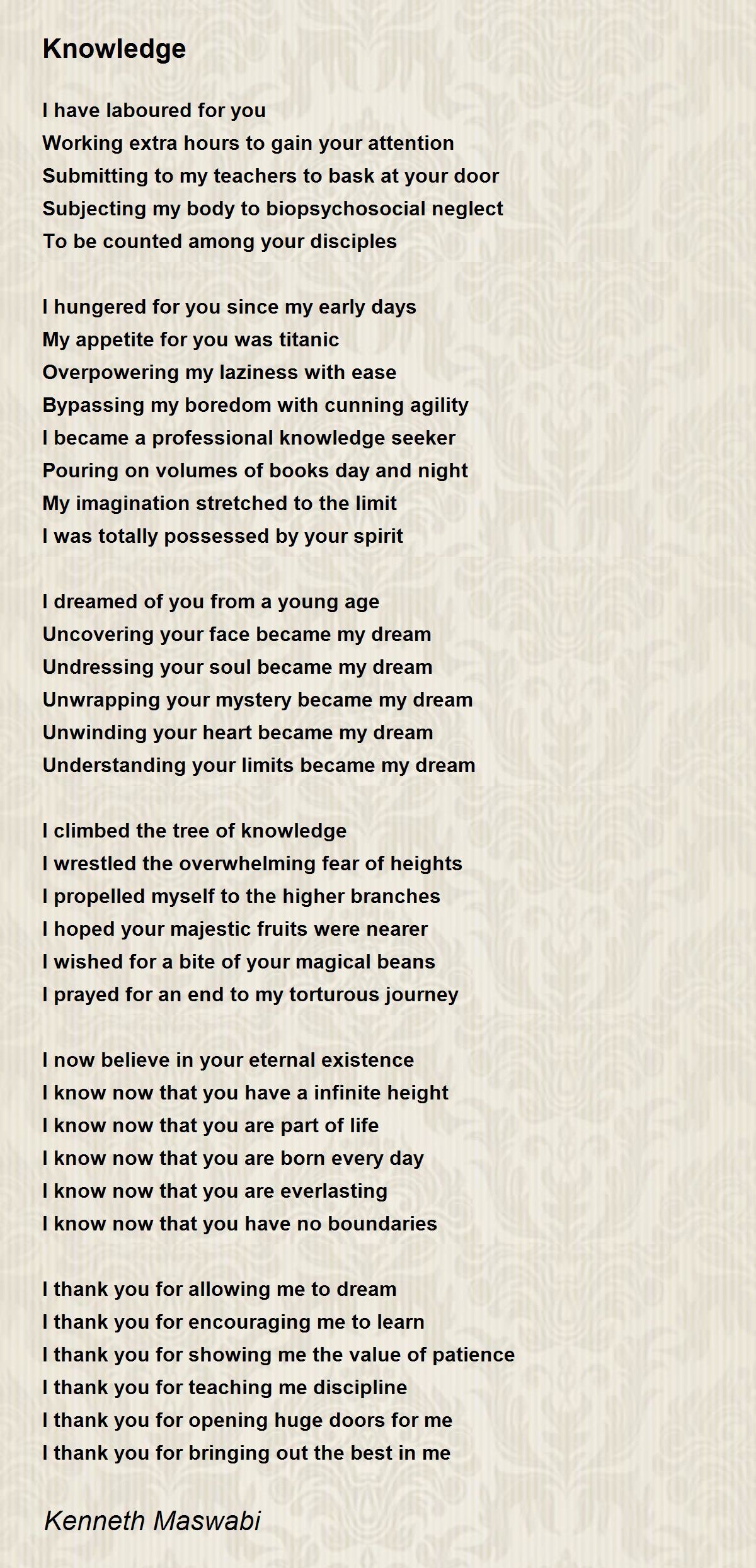 Knowledge Poems Quotes