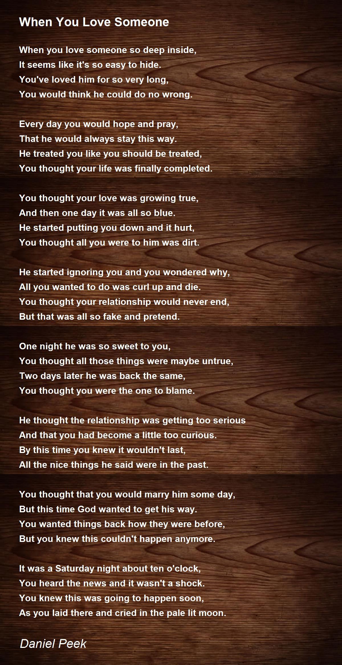 When You Love Someone by Daniel Peek - When You Love Someone Poem
