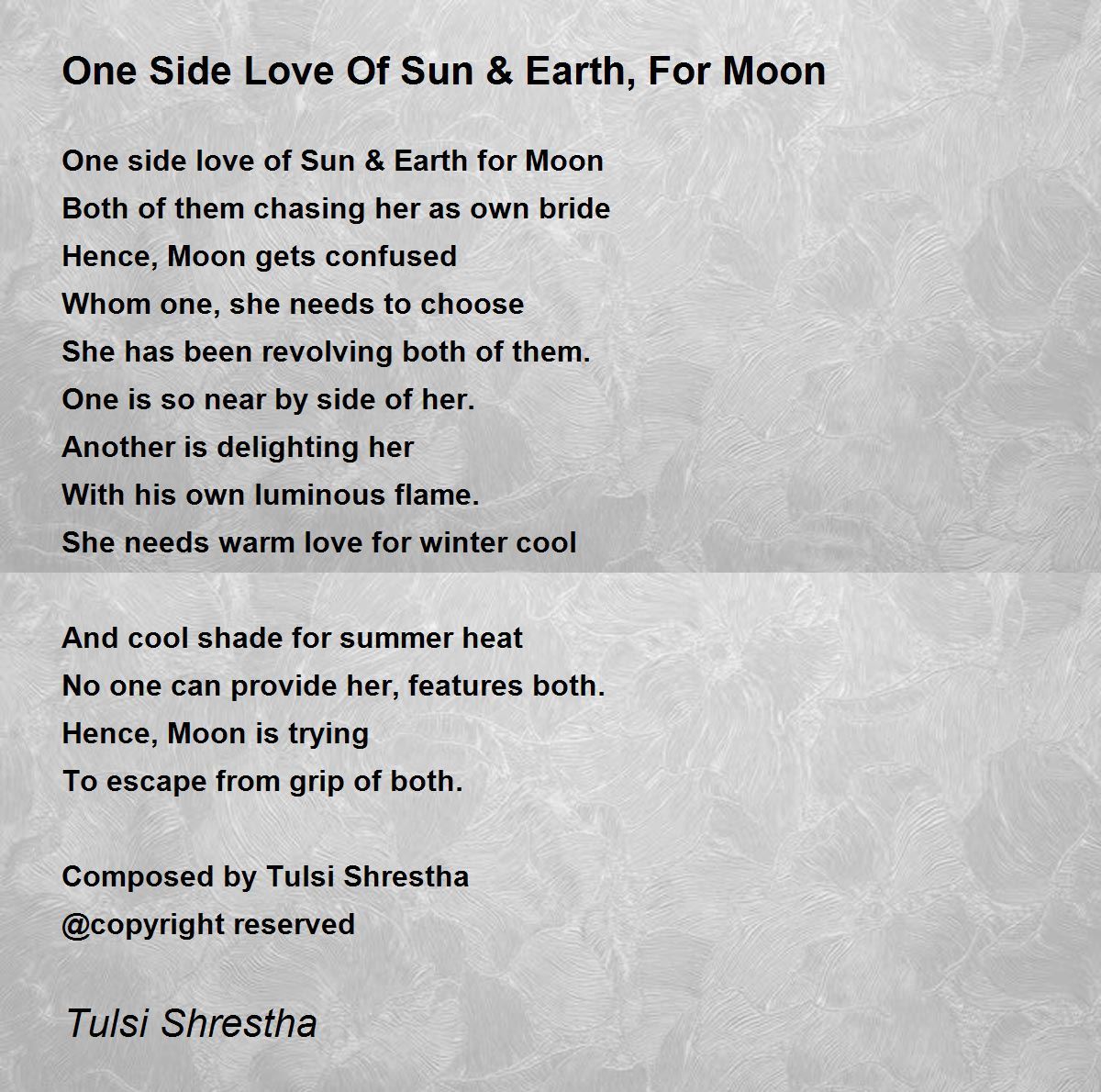 One Side Love Of Sun & Earth, For Moon - One Side Love Of Sun & Earth ...