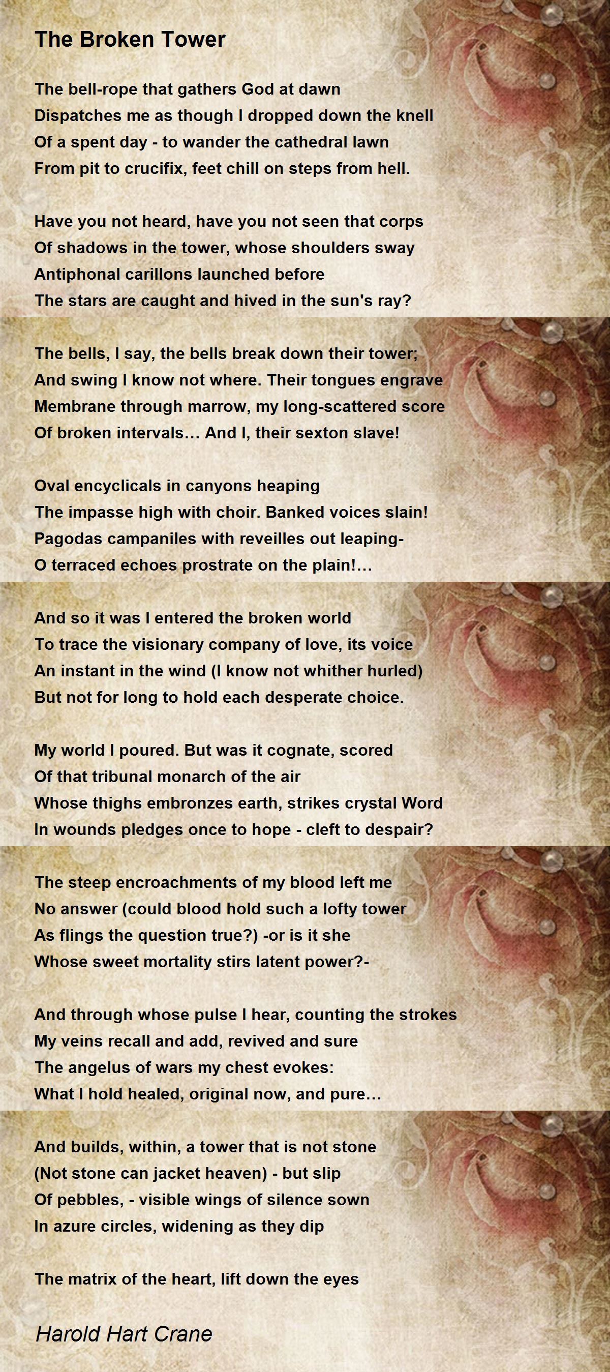 The Broken Tower Poem by Harold Hart Crane - Poem Hunter