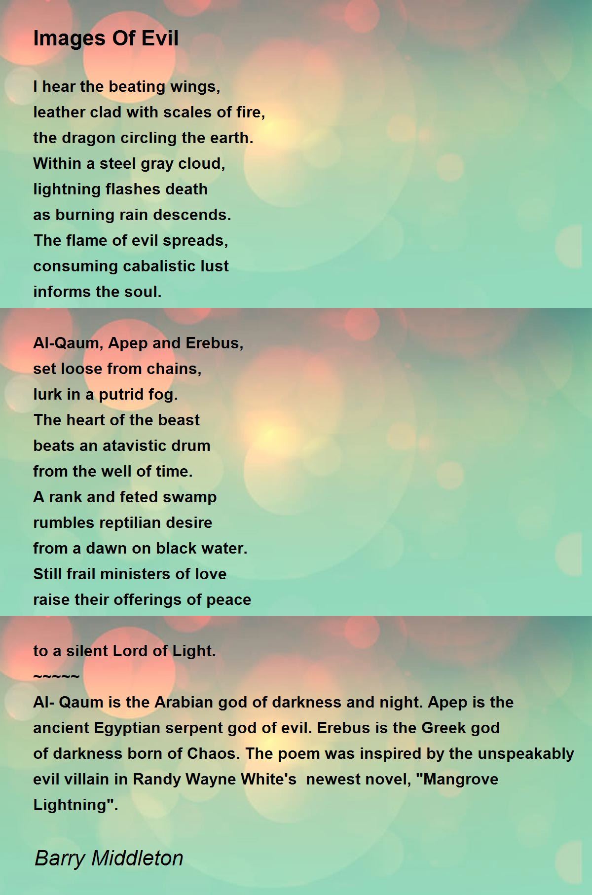 Images Of Evil - Images Of Evil Poem by Barry Middleton