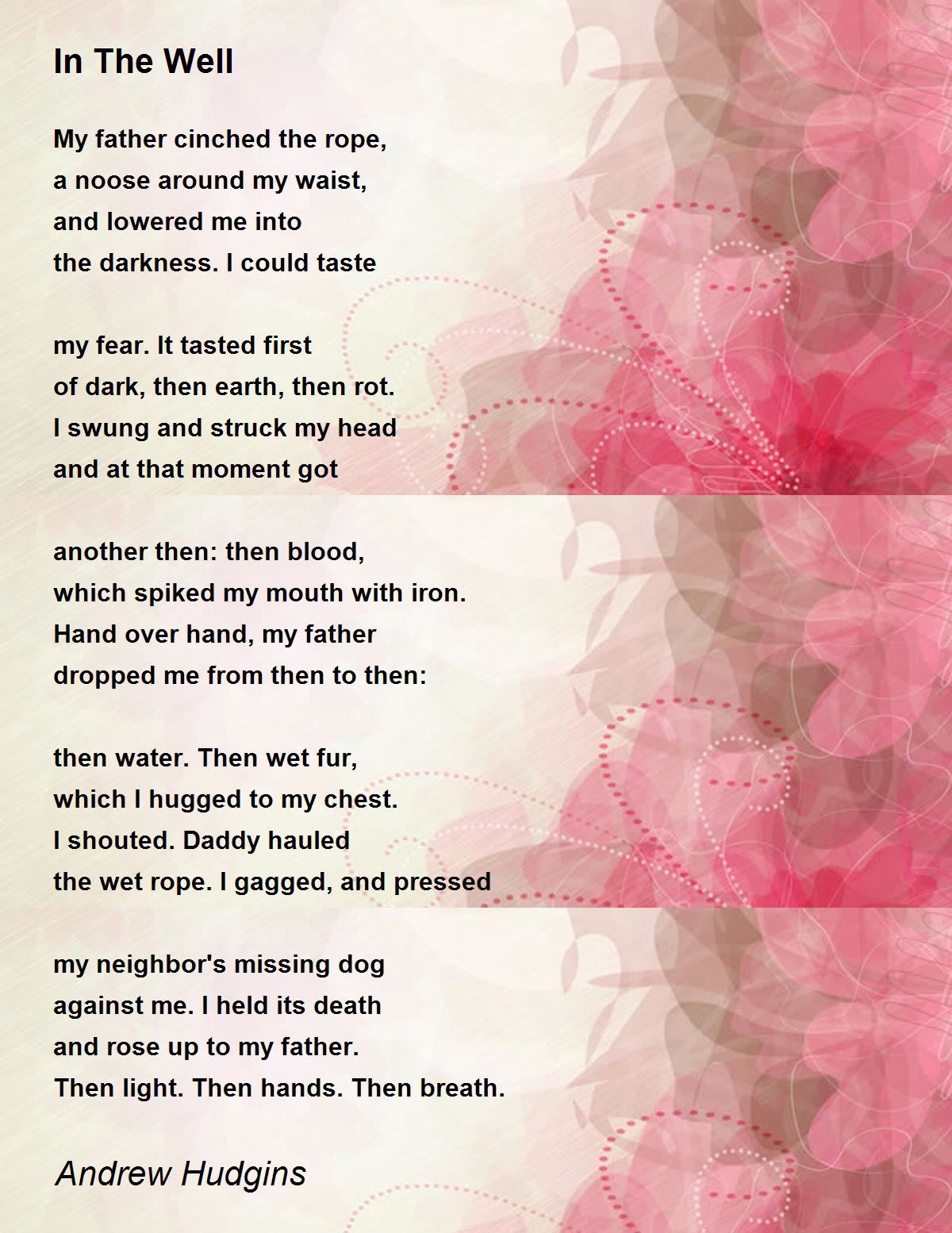 In The Well Poem by Andrew Hudgins - Poem Hunter