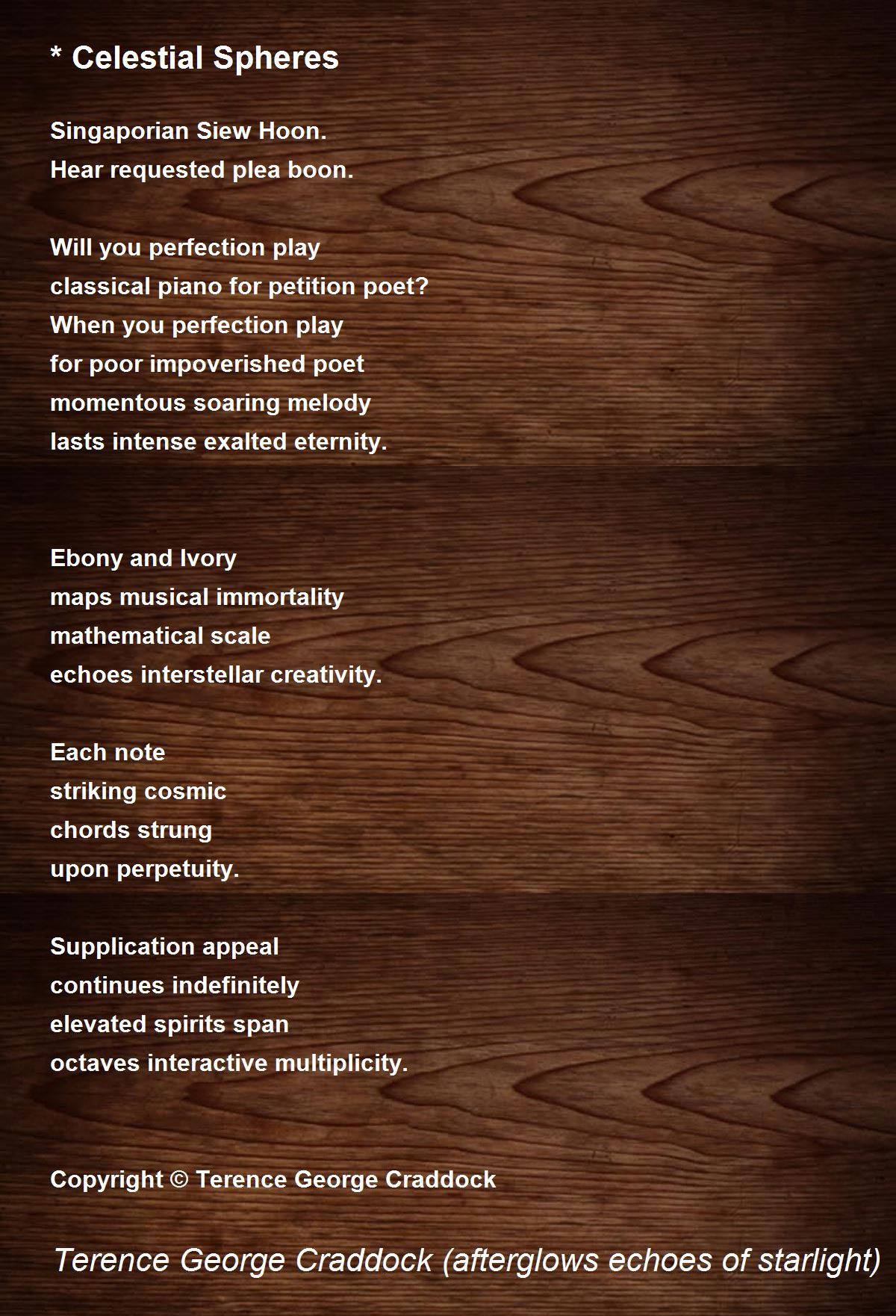 * Celestial Spheres - * Celestial Spheres Poem by Terence George ...