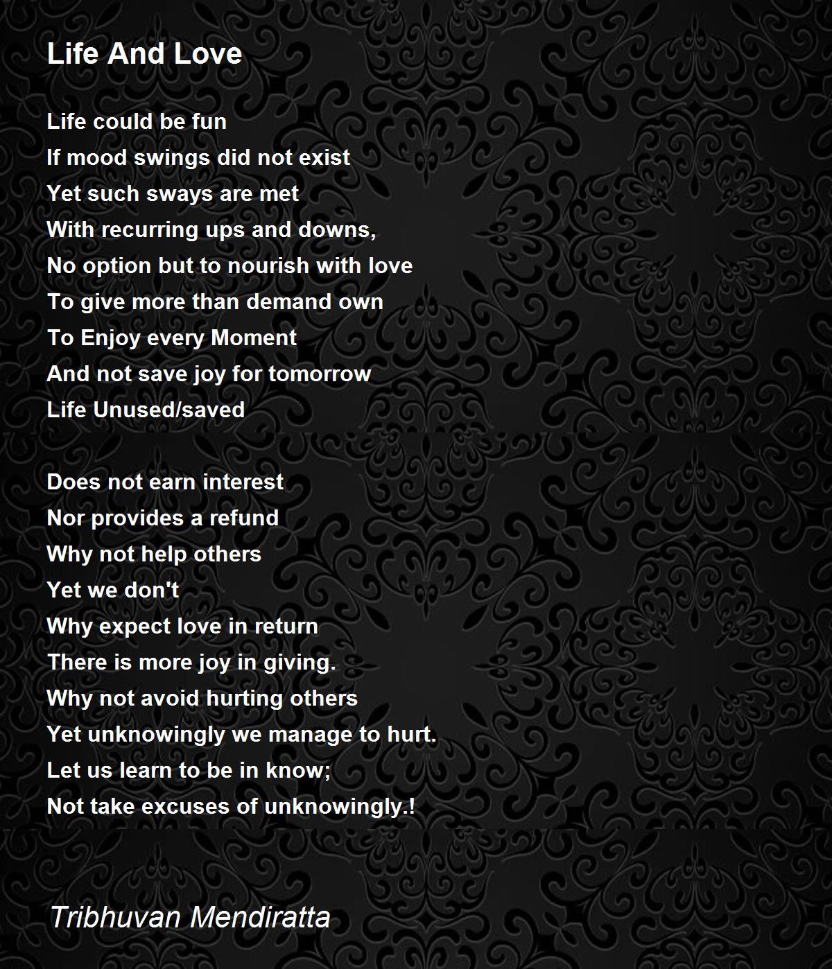 Life And Love - Life And Love Poem by Tribhuvan Mendiratta