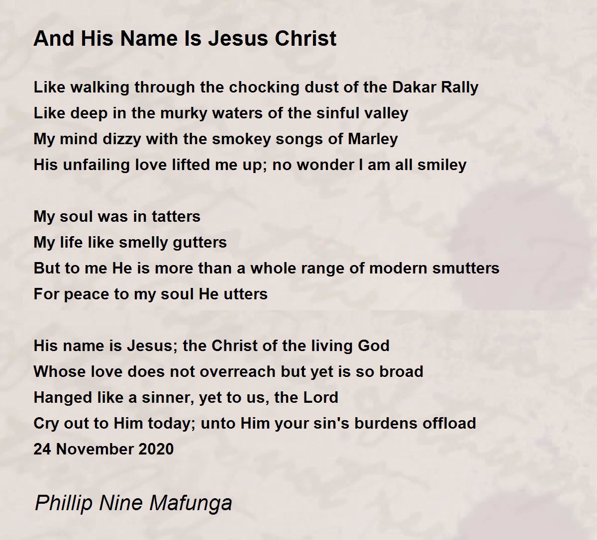 And His Name Is Jesus Christ - And His Name Is Jesus Christ Poem by ...