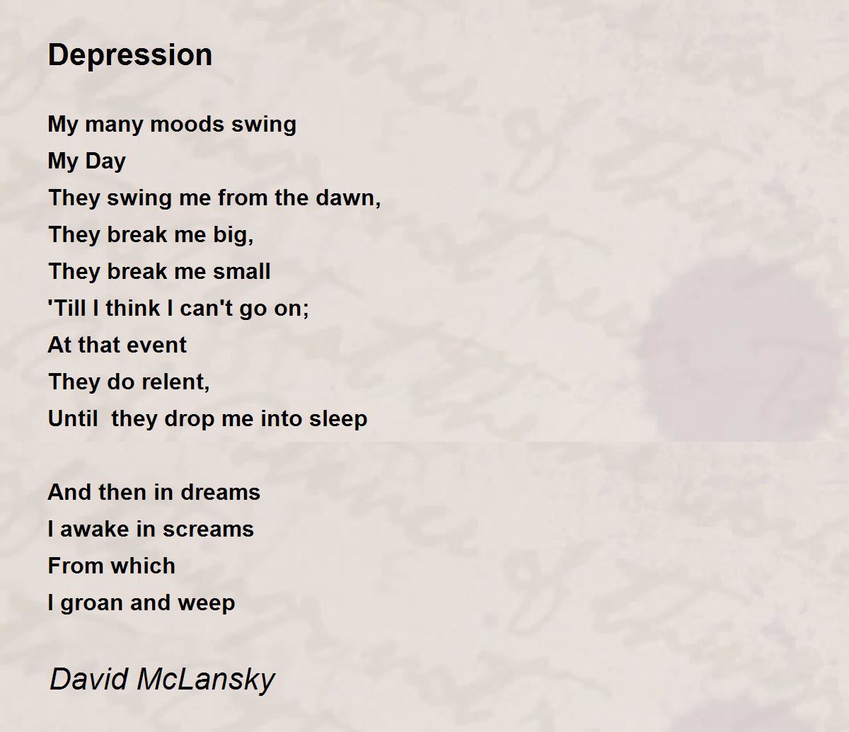 Depression - Depression Poem by David McLansky