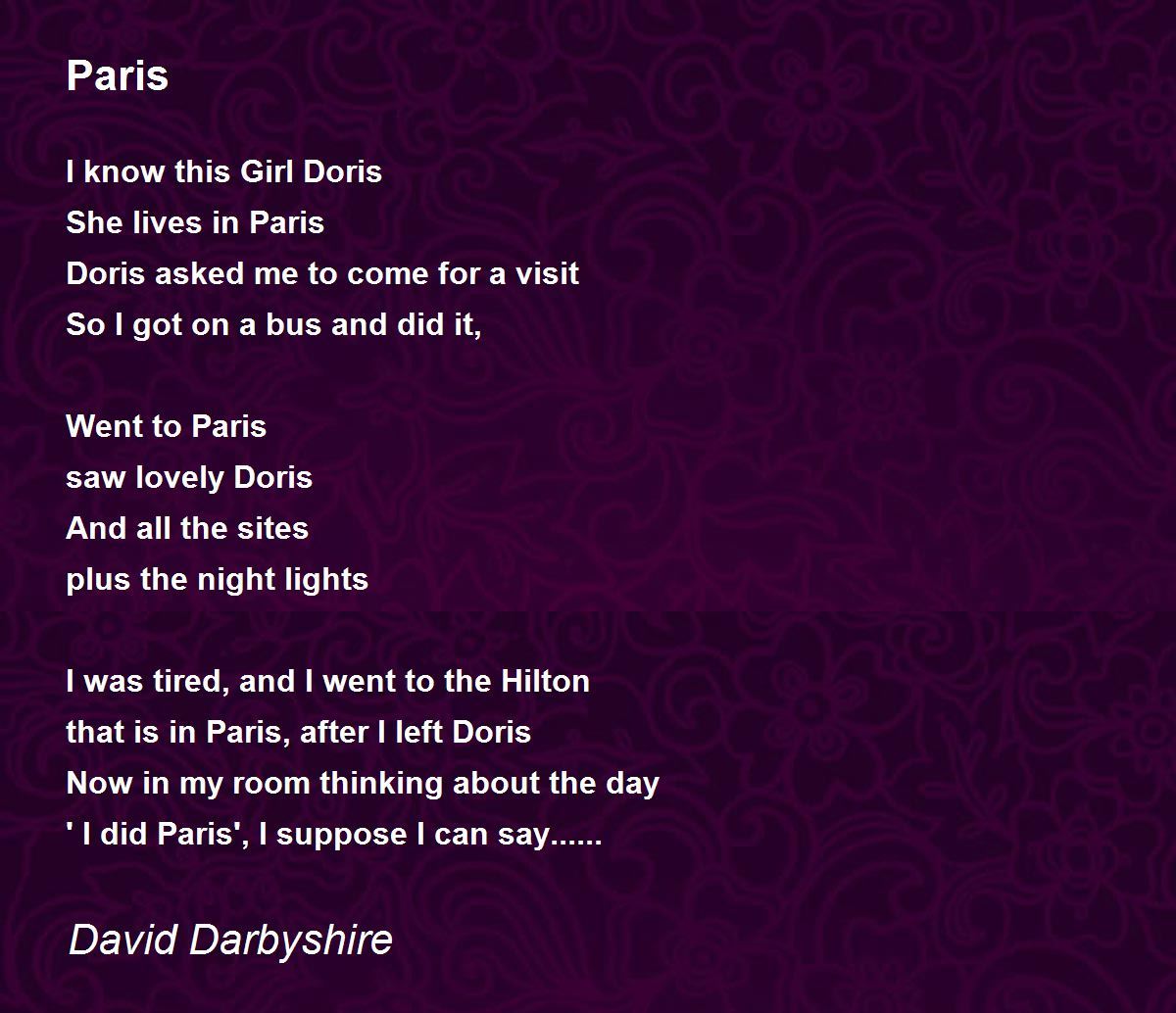 Paris Poem by David Darbyshire - Poem Hunter
