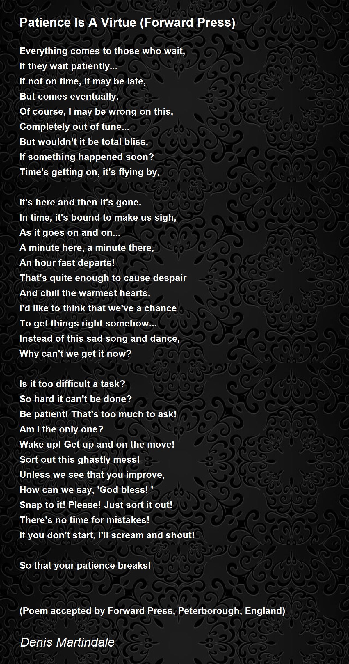 Patience Poems The Patient Poem