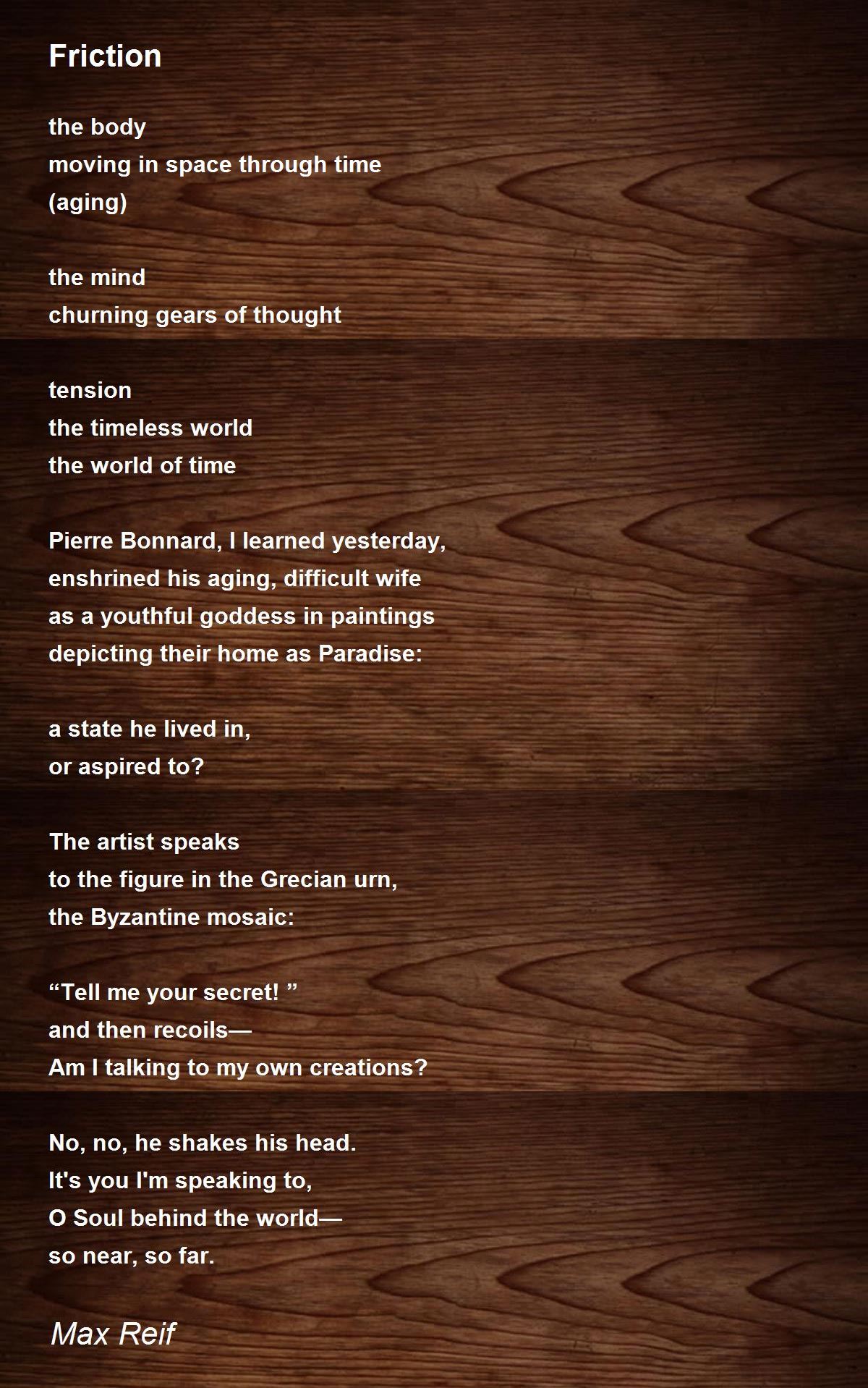 Friction Poem by Max Reif - Poem Hunter