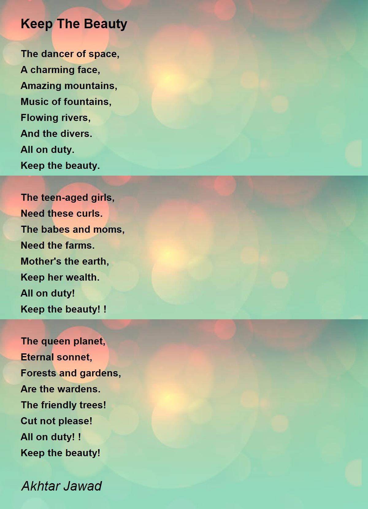 Keep The Beauty - Keep The Beauty Poem by Akhtar Jawad