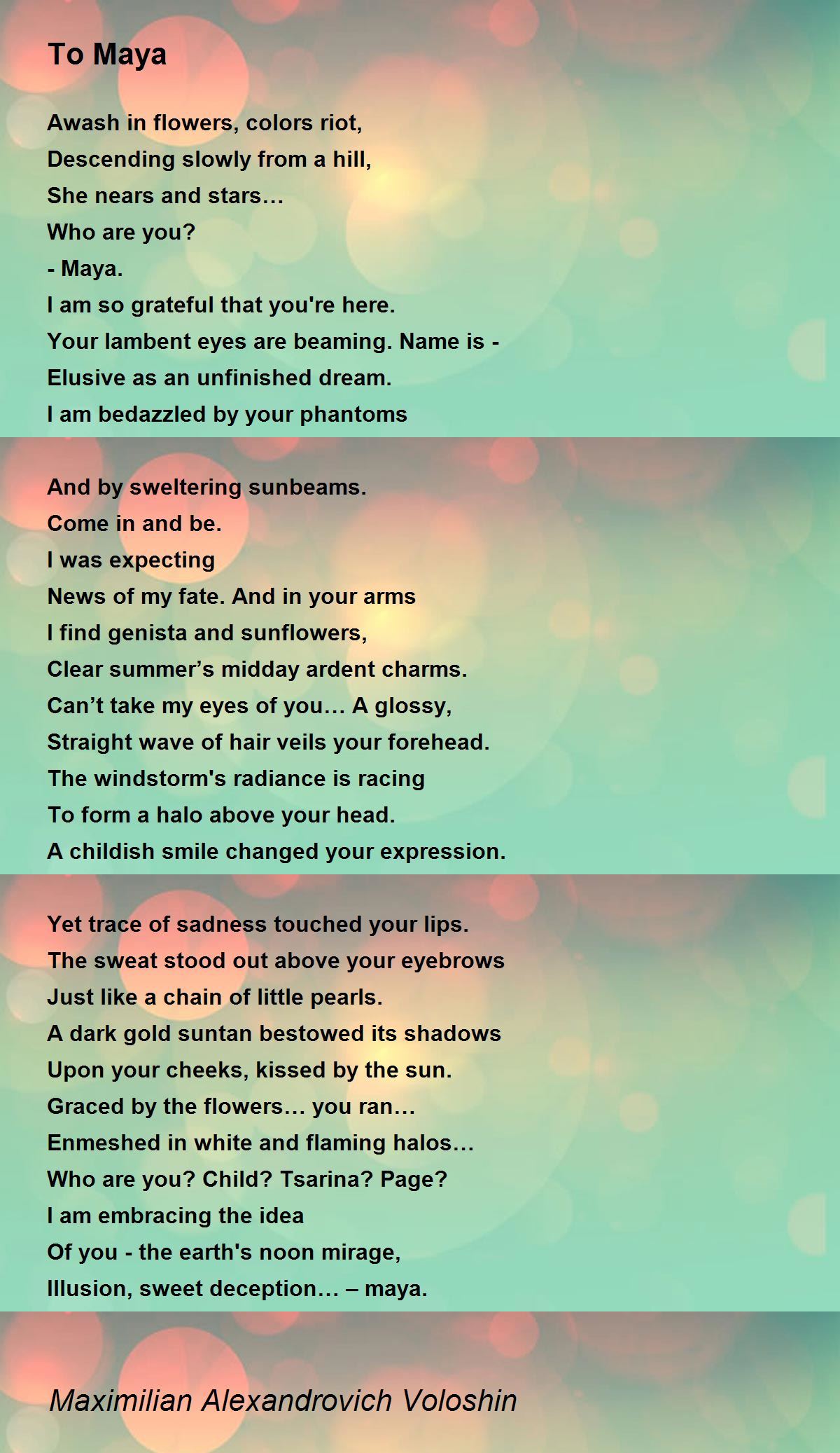 To Maya - To Maya Poem by Maximilian Alexandrovich Voloshin