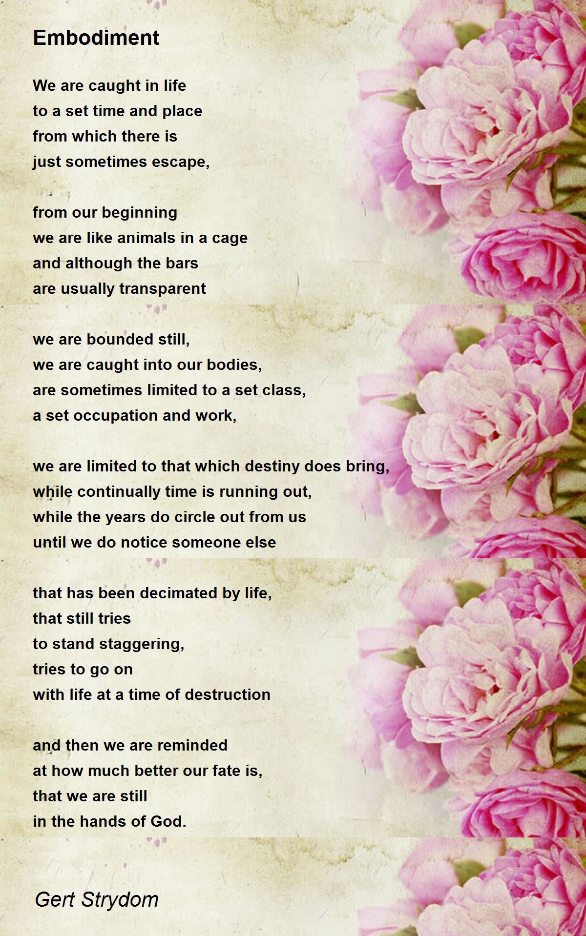 Embodiment by Gert Strydom - Embodiment Poem