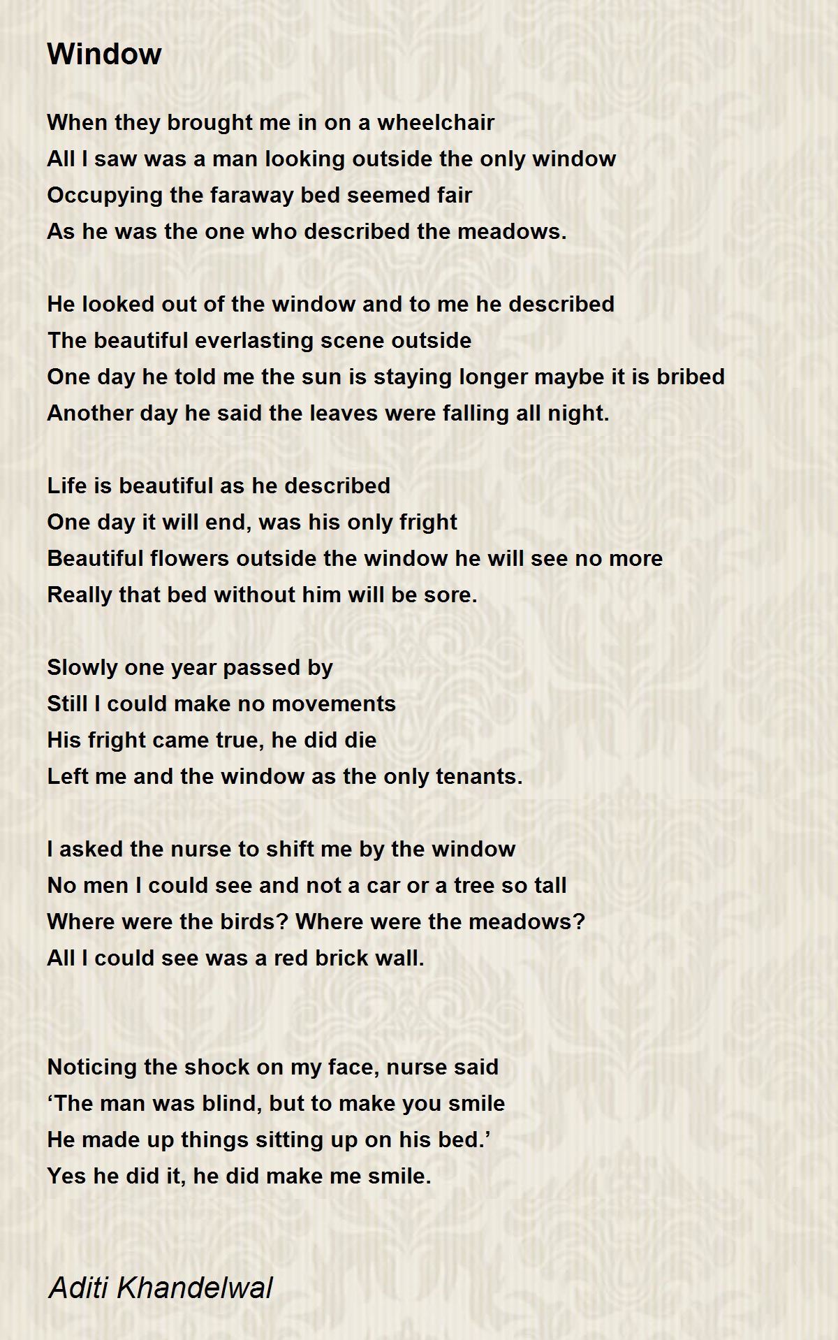 Window Poem by Aditi Khandelwal - Poem Hunter