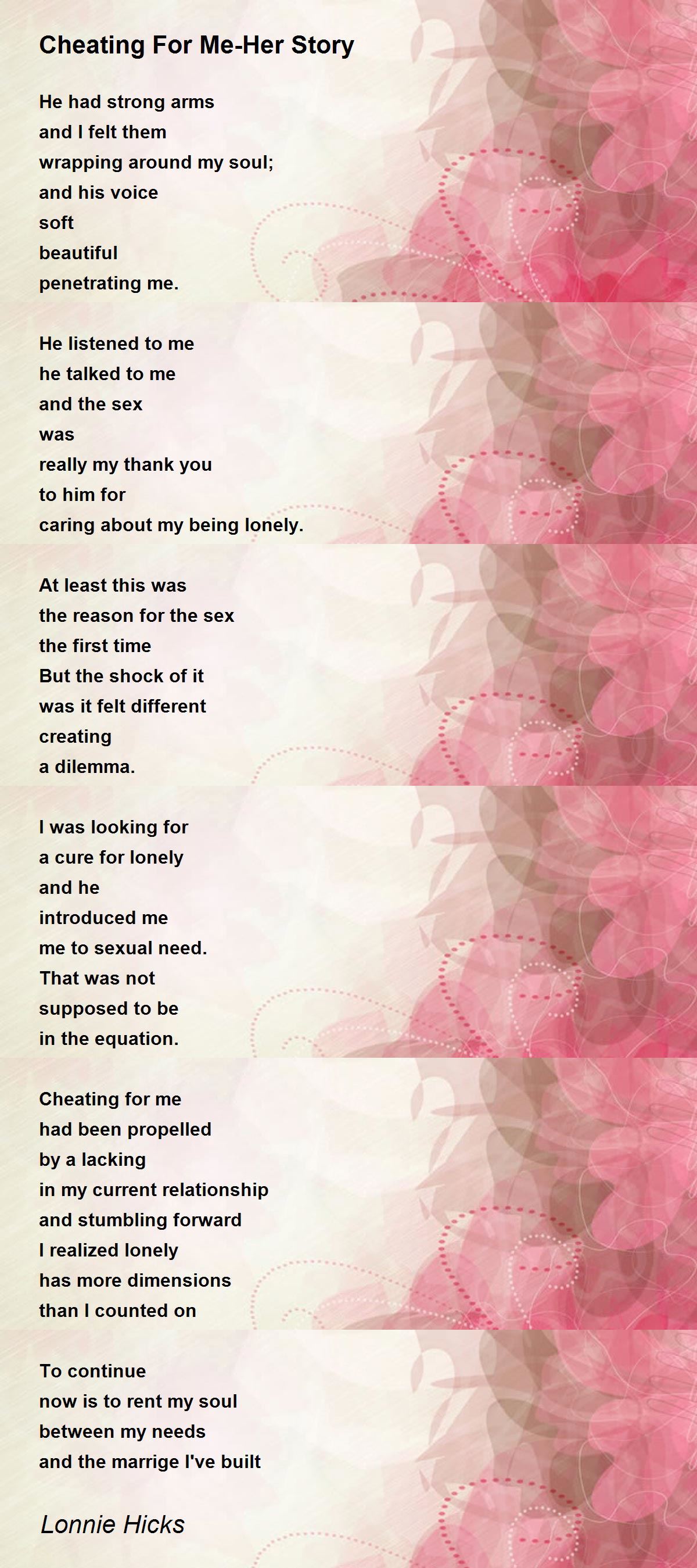 Cheating For Me-Her Story - Cheating For Me-Her Story Poem by Lonnie Hicks