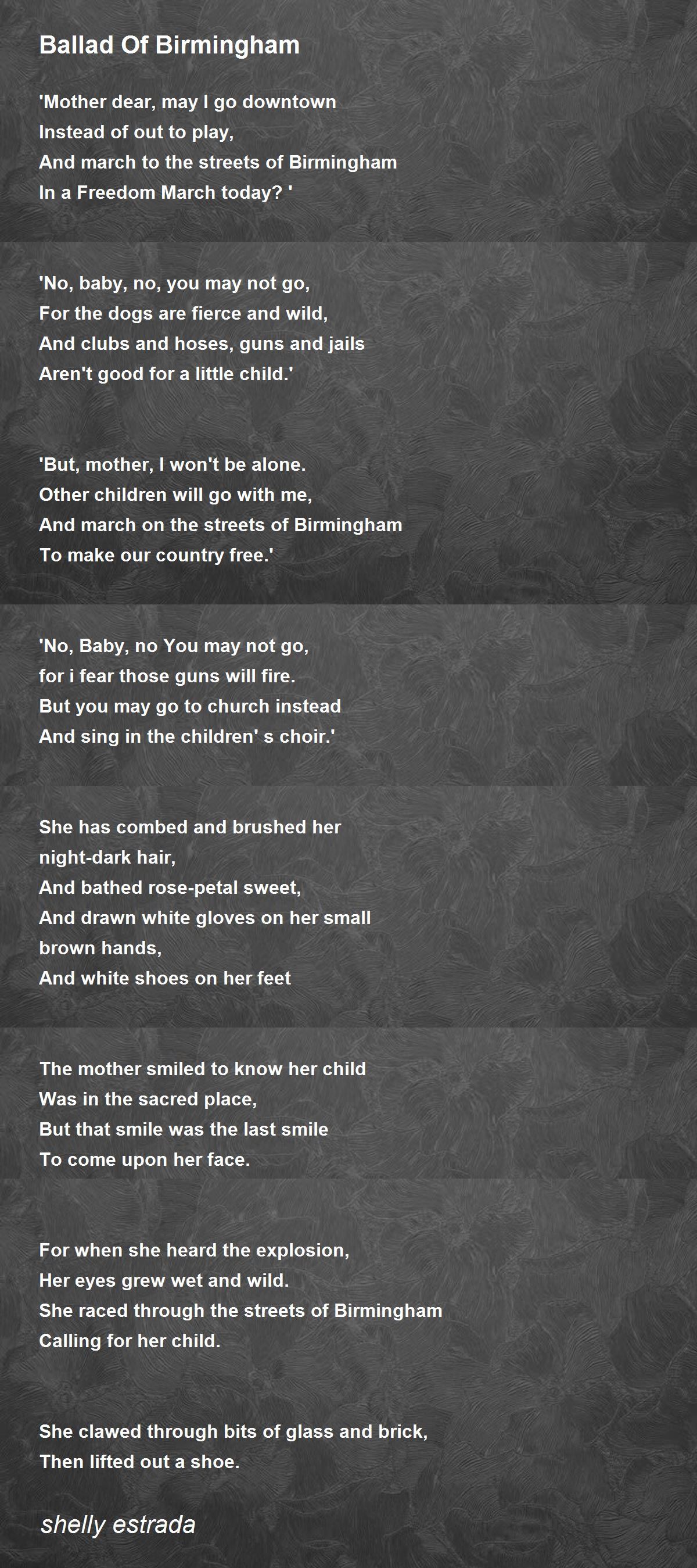 Ballad Of Birmingham - Ballad Of Birmingham Poem by shelly estrada