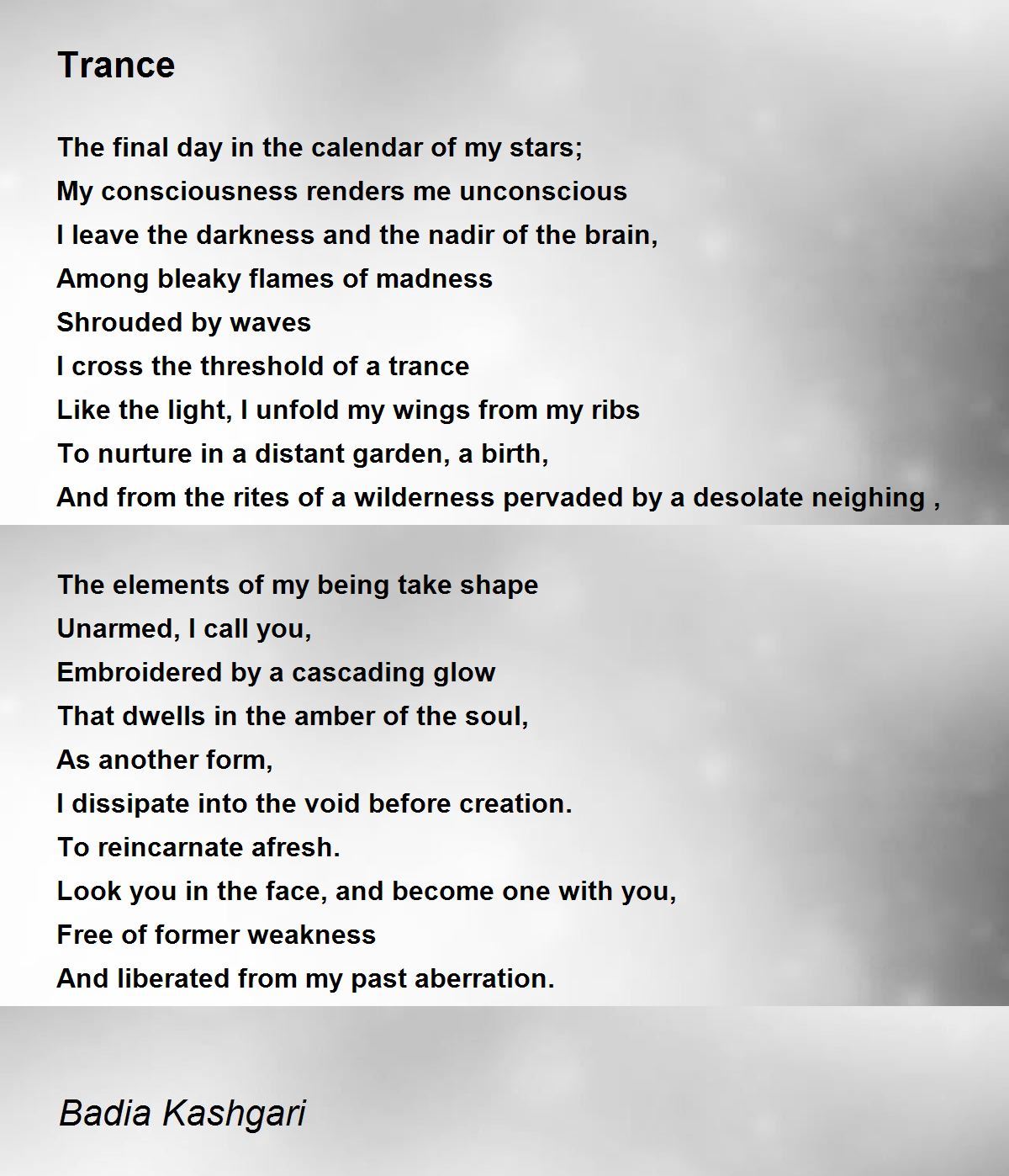 Trance by Badia Kashgari - Trance Poem