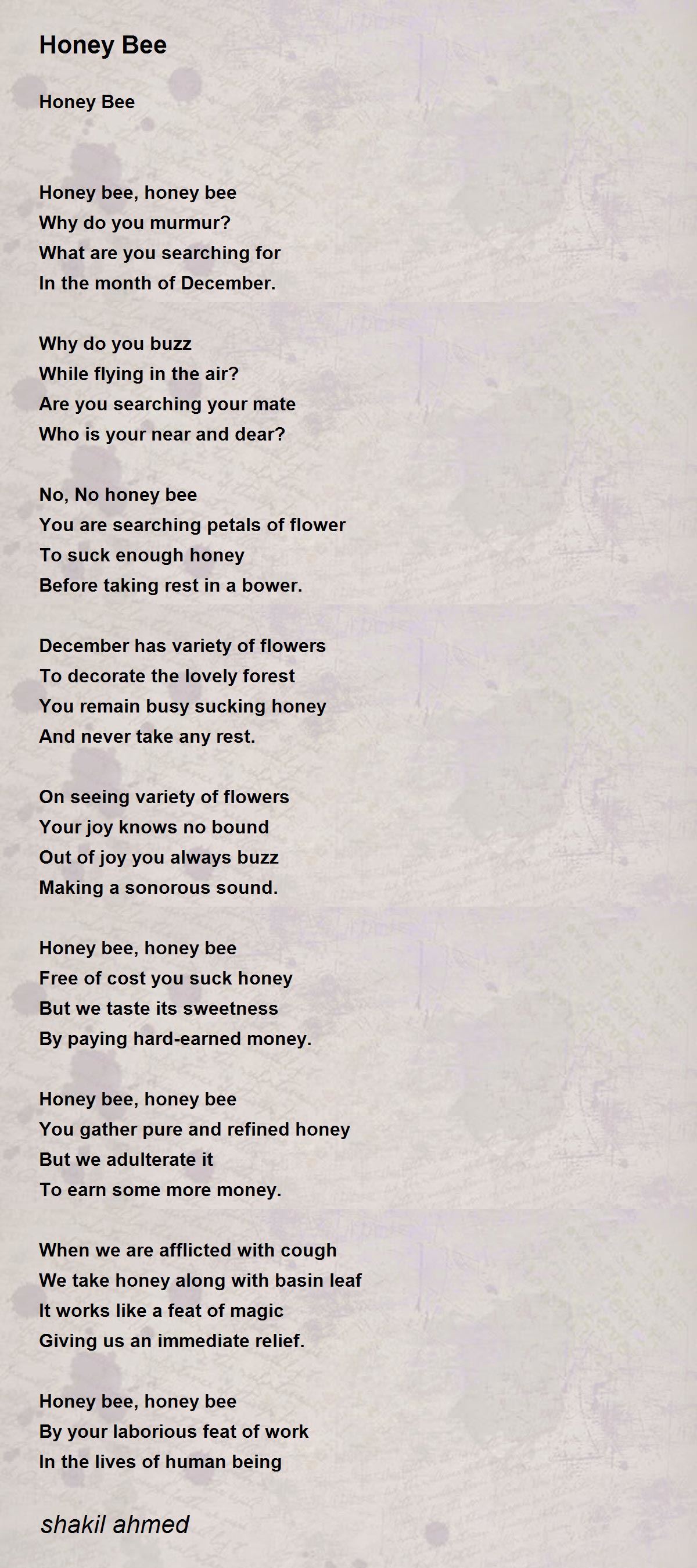 Honey Bee Poems Quotes