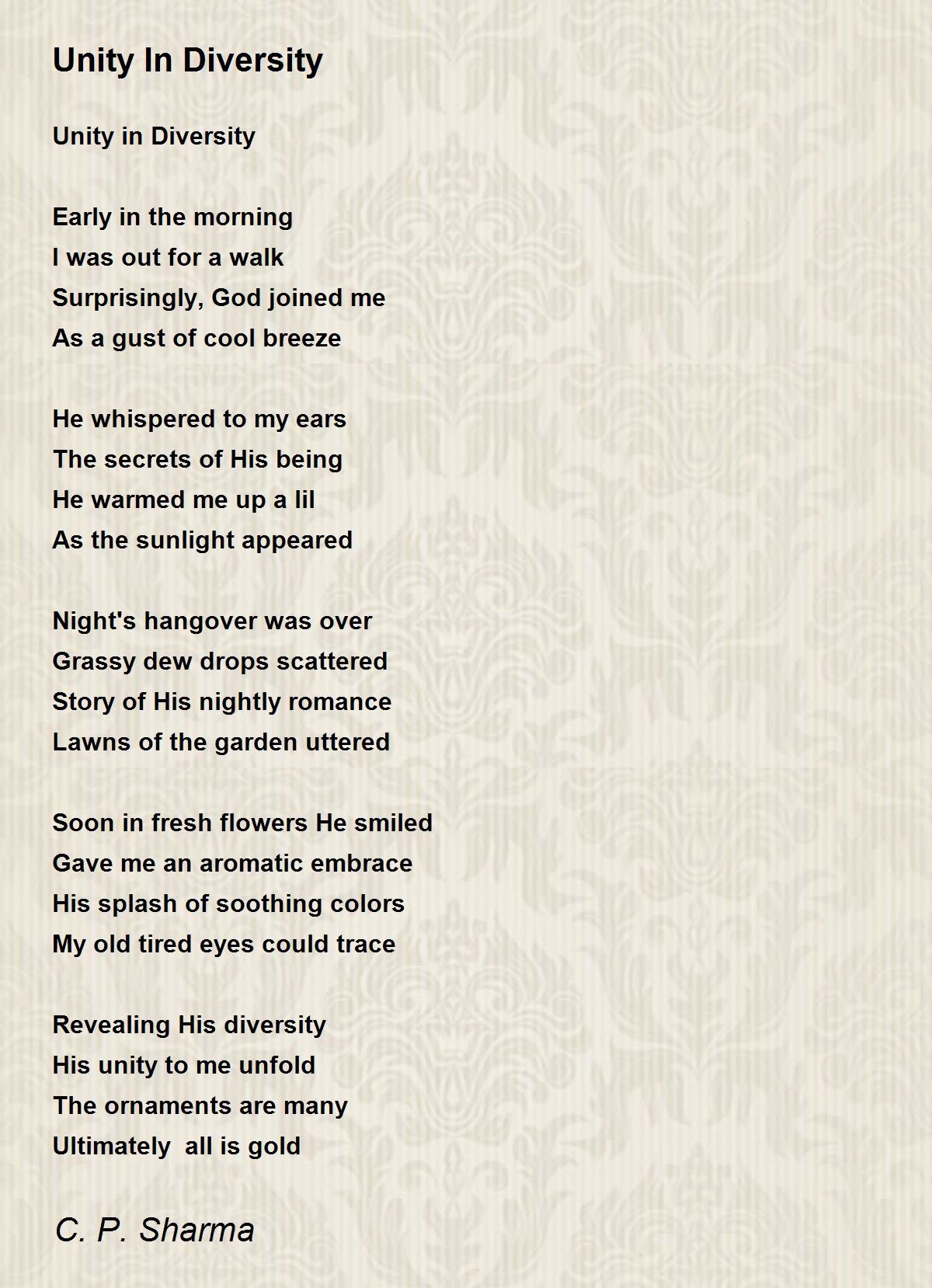 Unity In Diversity Poem by C. P. Sharma - Poem Hunter