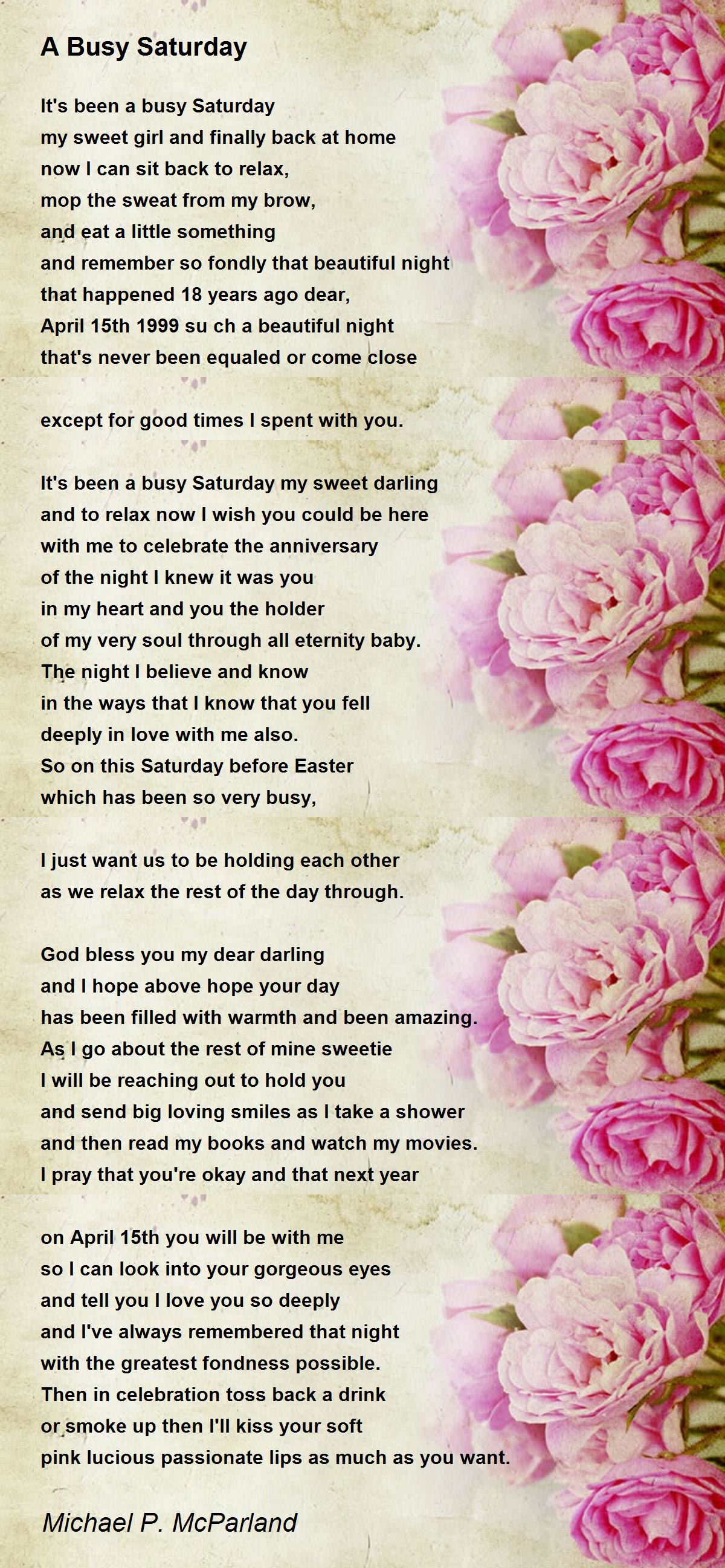 A Busy Saturday - A Busy Saturday Poem by Michael P. McParland
