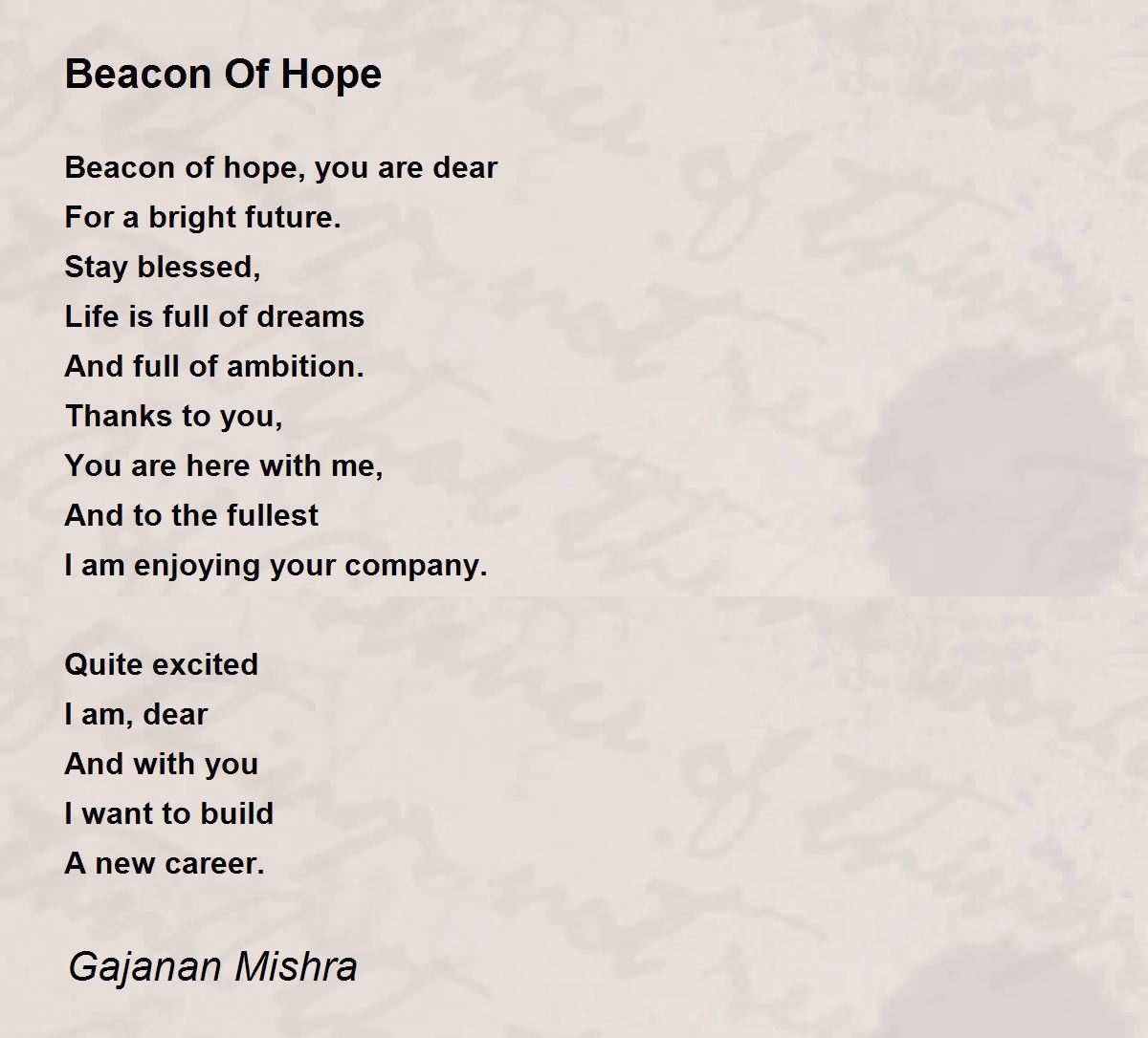 Beacon Of Hope - Beacon Of Hope Poem by Gajanan Mishra