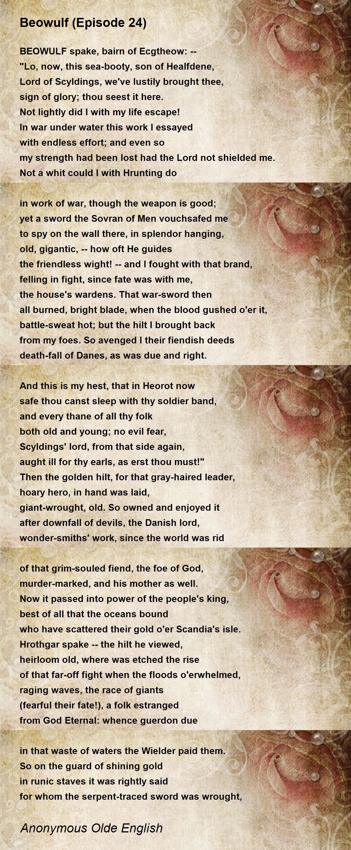 Old English Poem Beowulf , The Wanderer (Old English Poem) (Poem ...