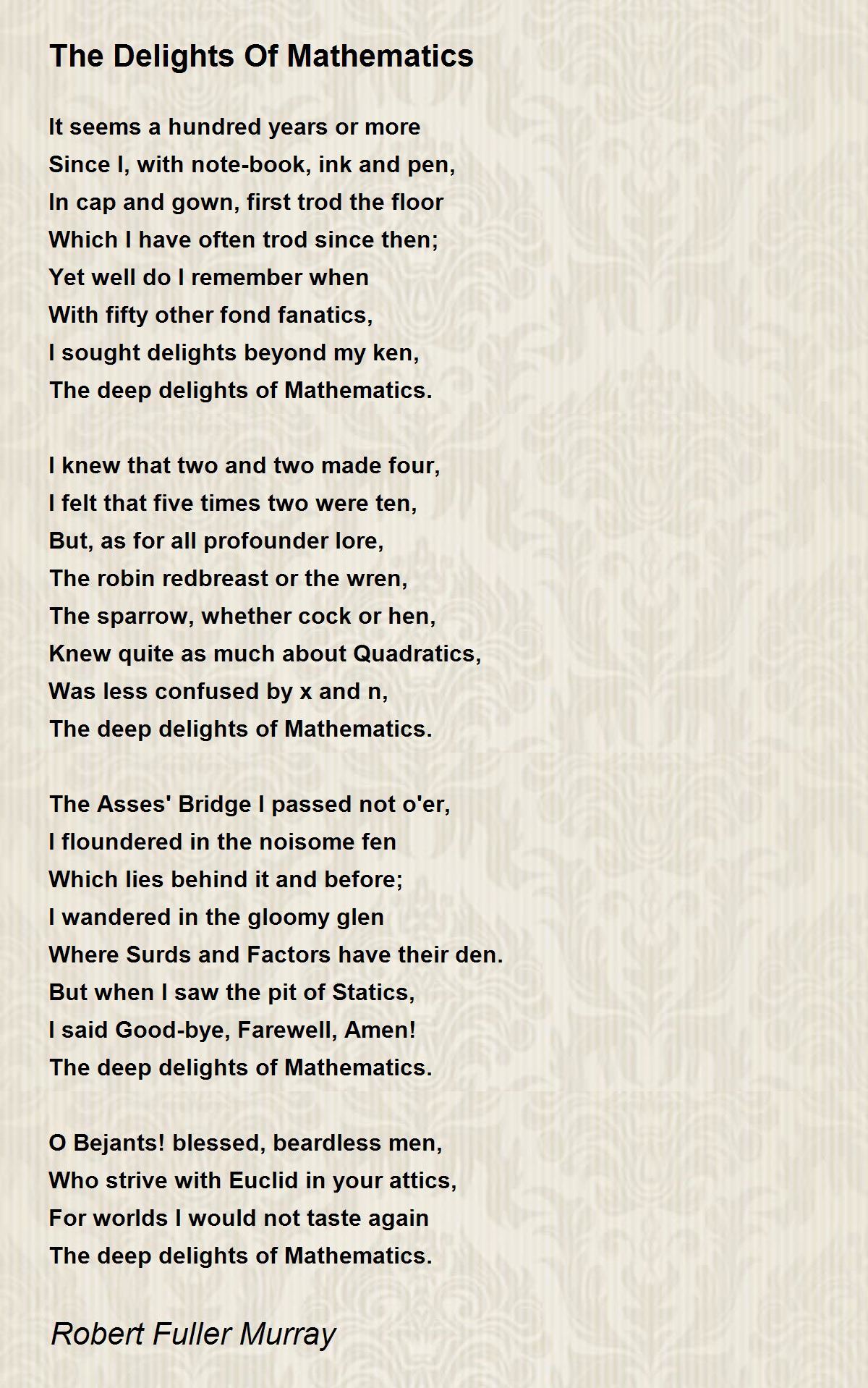 The Delights Of Mathematics - The Delights Of Mathematics Poem by ...