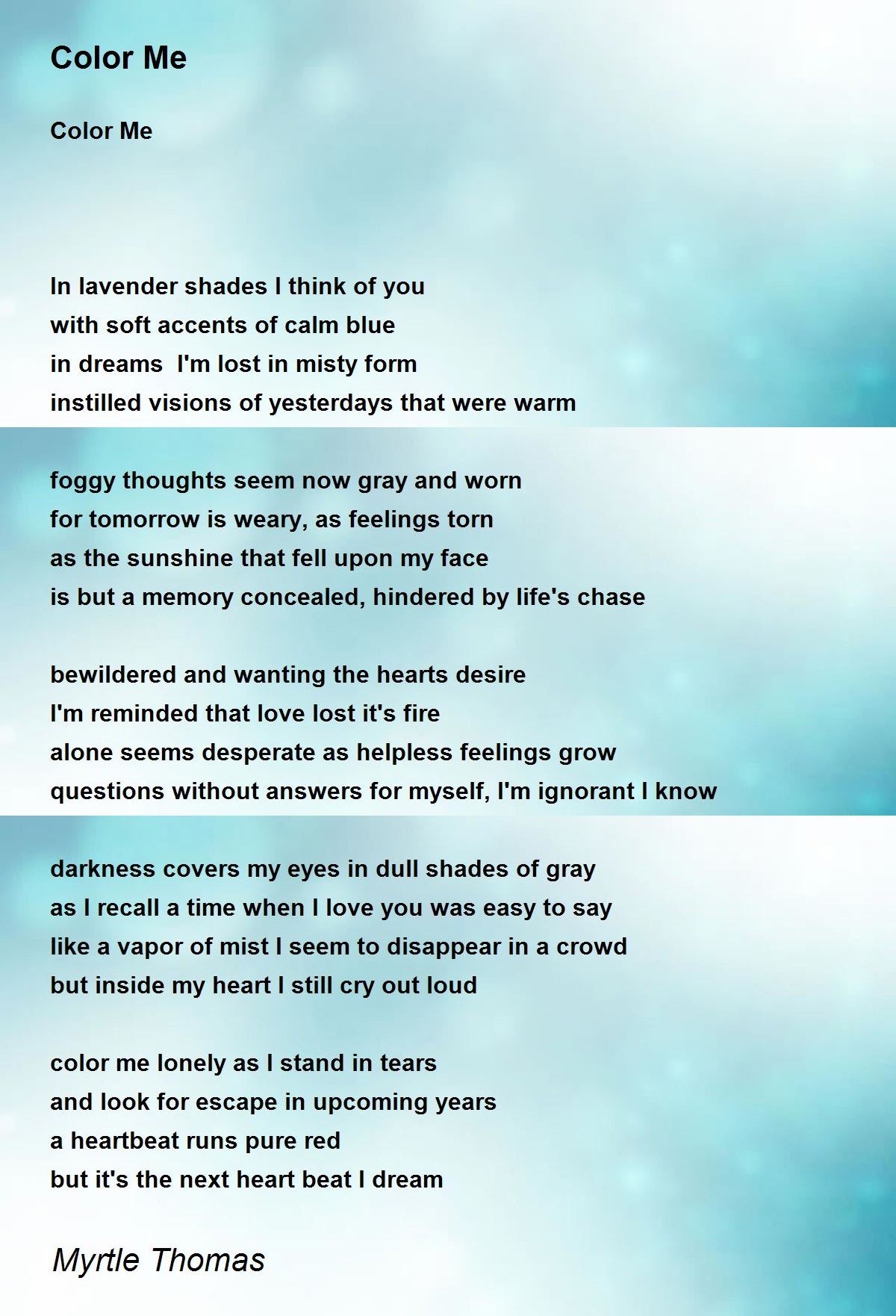 Color Me Poem by Myrtle Thomas - Poem Hunter