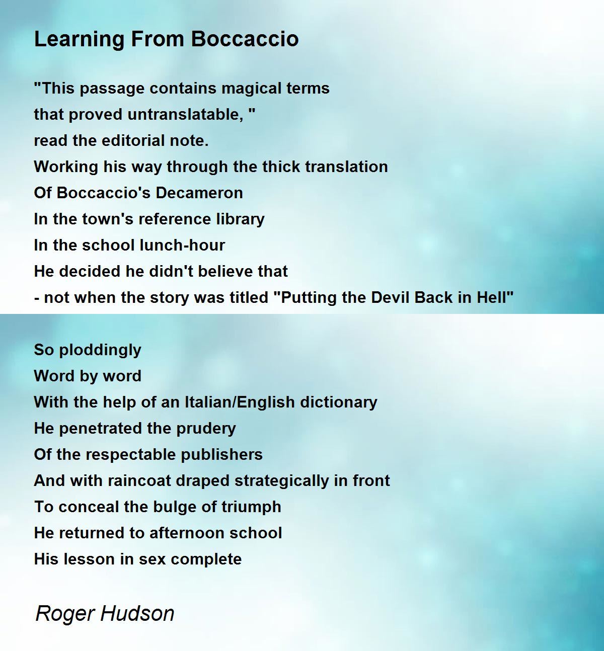 Giovanni Boccaccio The Short Story Project