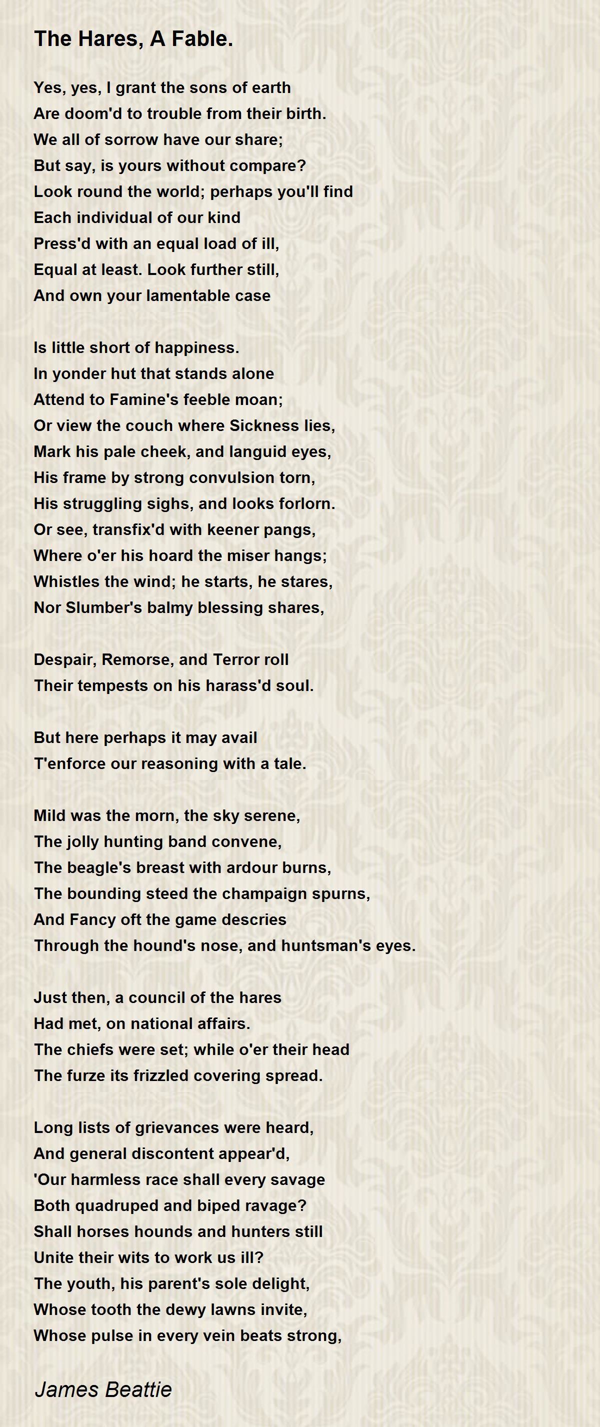 The Hares, A Fable. - The Hares, A Fable. Poem by James Beattie