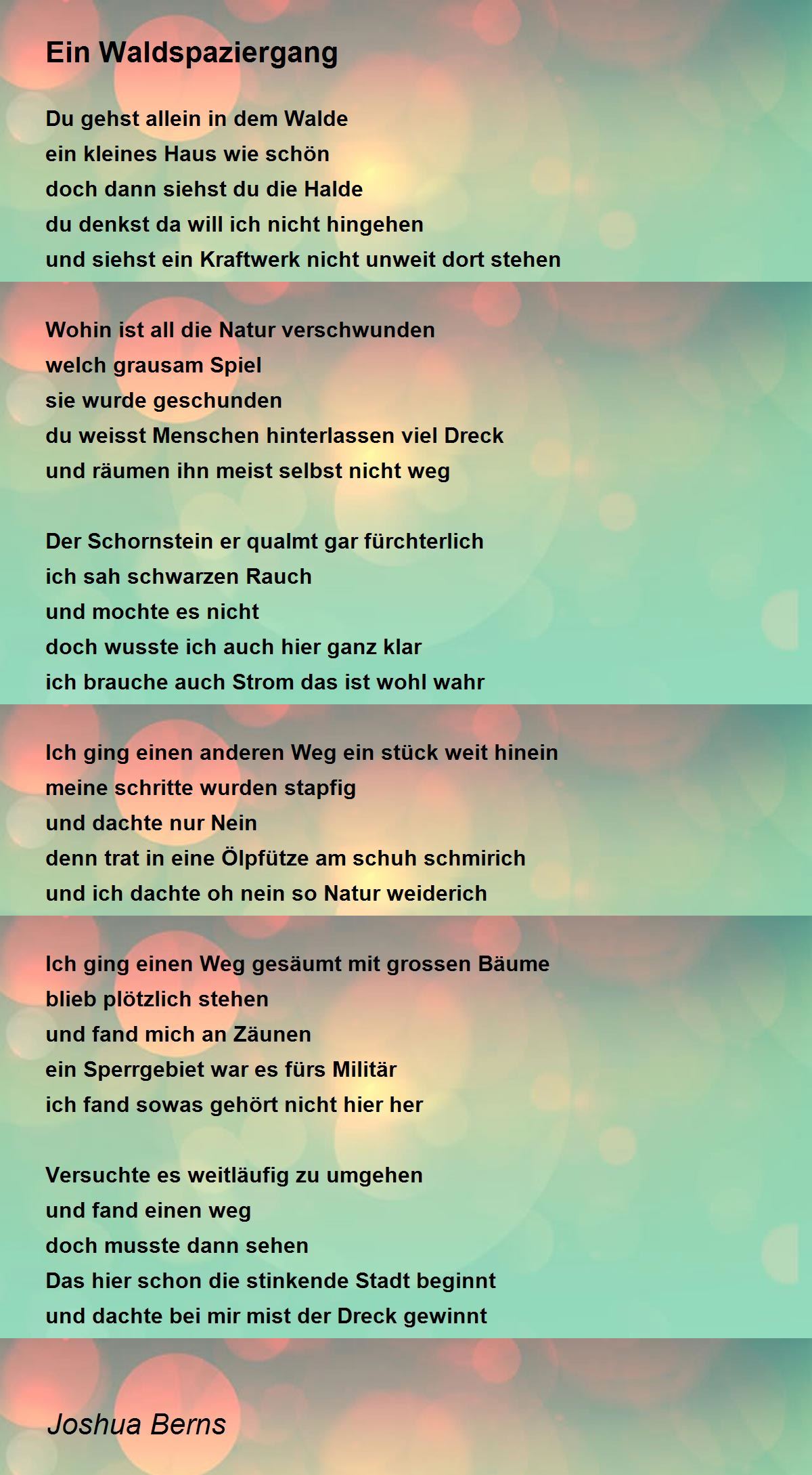 Gedicht Spaziergang Im Wald