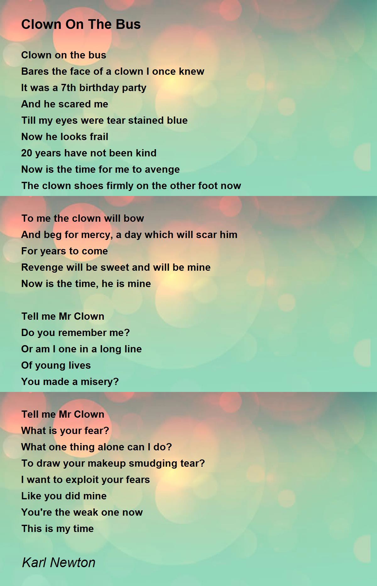 Clown On The Bus Poem by Karl Newton - Poem Hunter