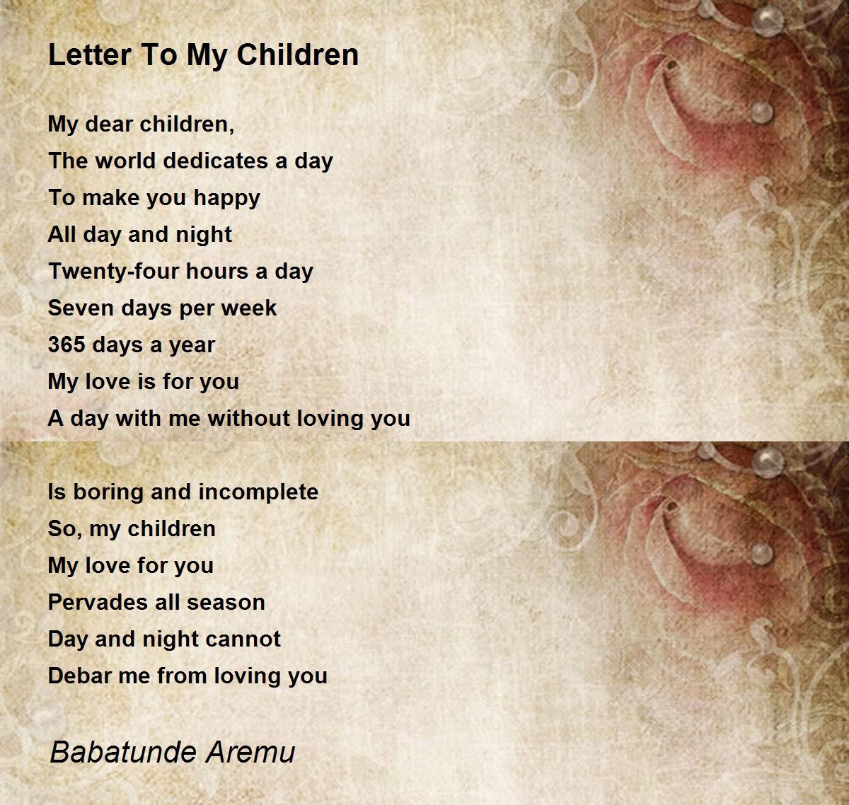 Letter To My Children - Letter To My Children Poem by Babatunde Aremu