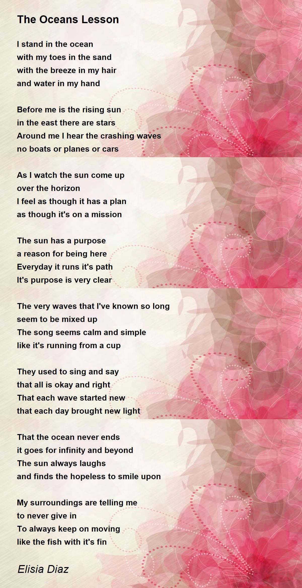 The Oceans Lesson - The Oceans Lesson Poem by Elisia Diaz