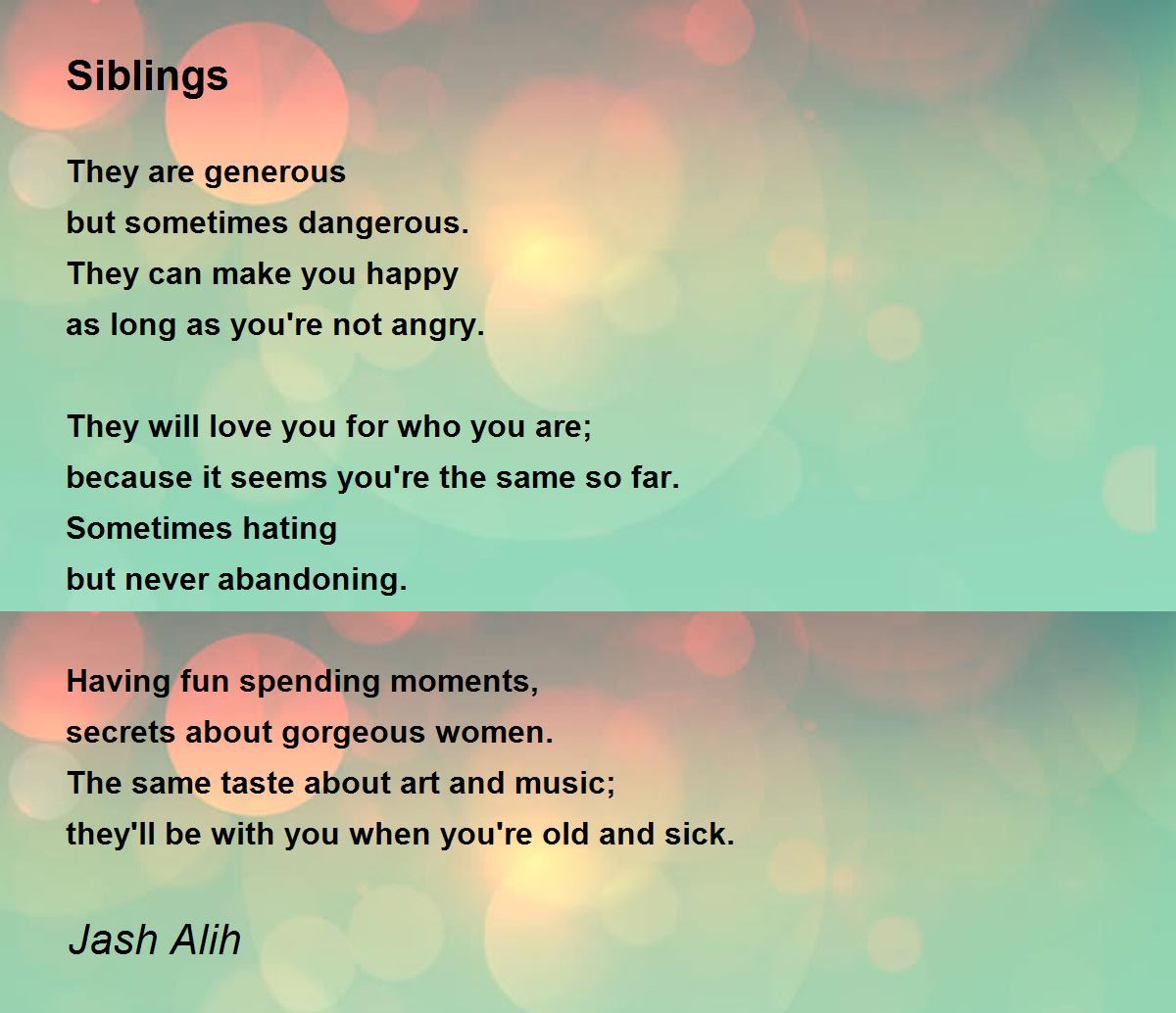 Siblings - Siblings Poem by Jash Alih