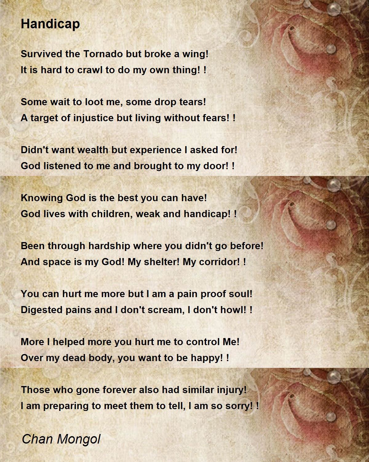 Handicap - Handicap Poem by Chan Mongol