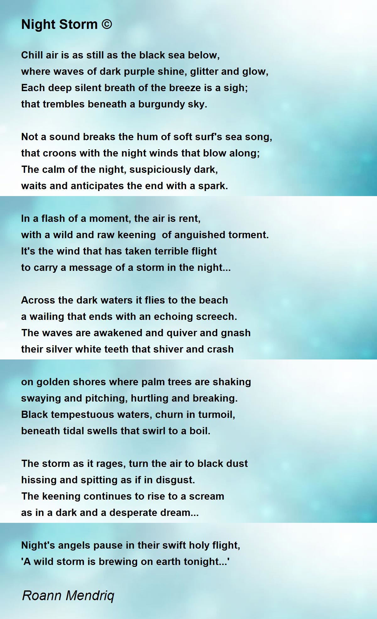 Night Storm © by Roann Mendriq - Night Storm © Poem