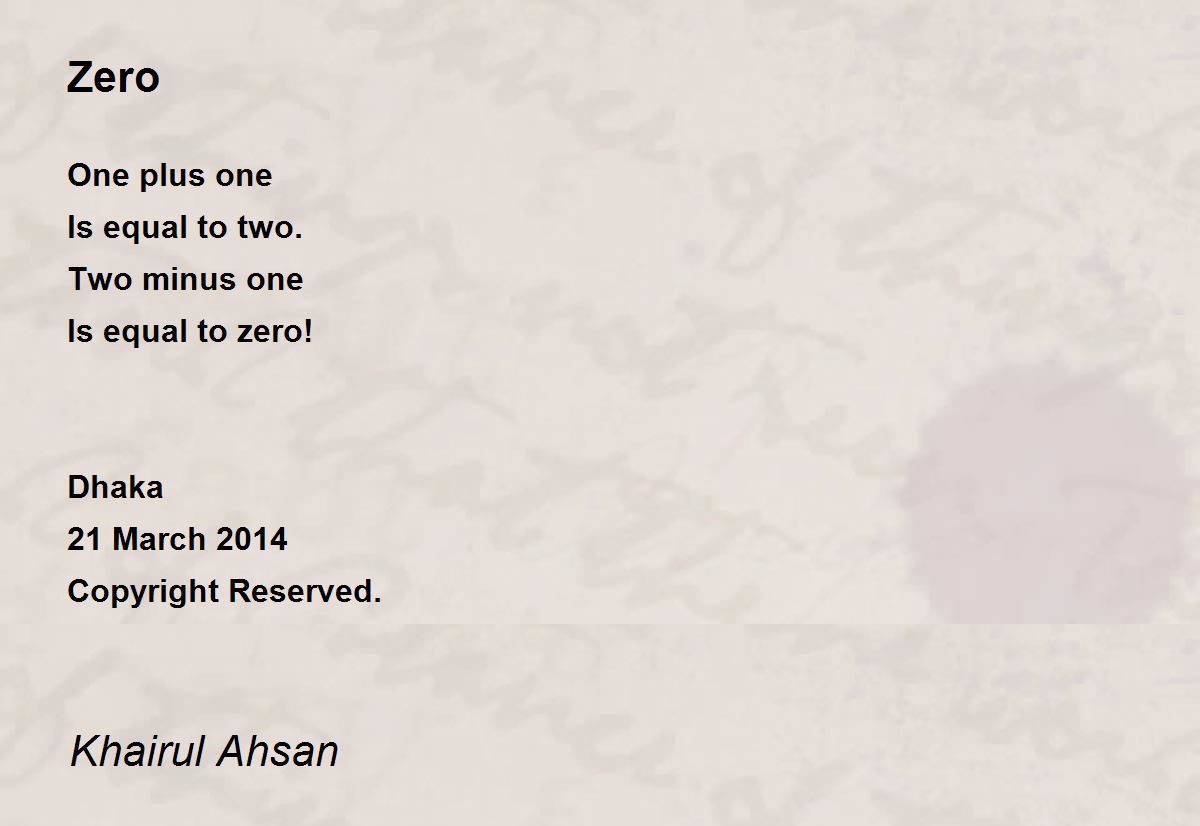 Zero - Zero Poem by Khairul Ahsan
