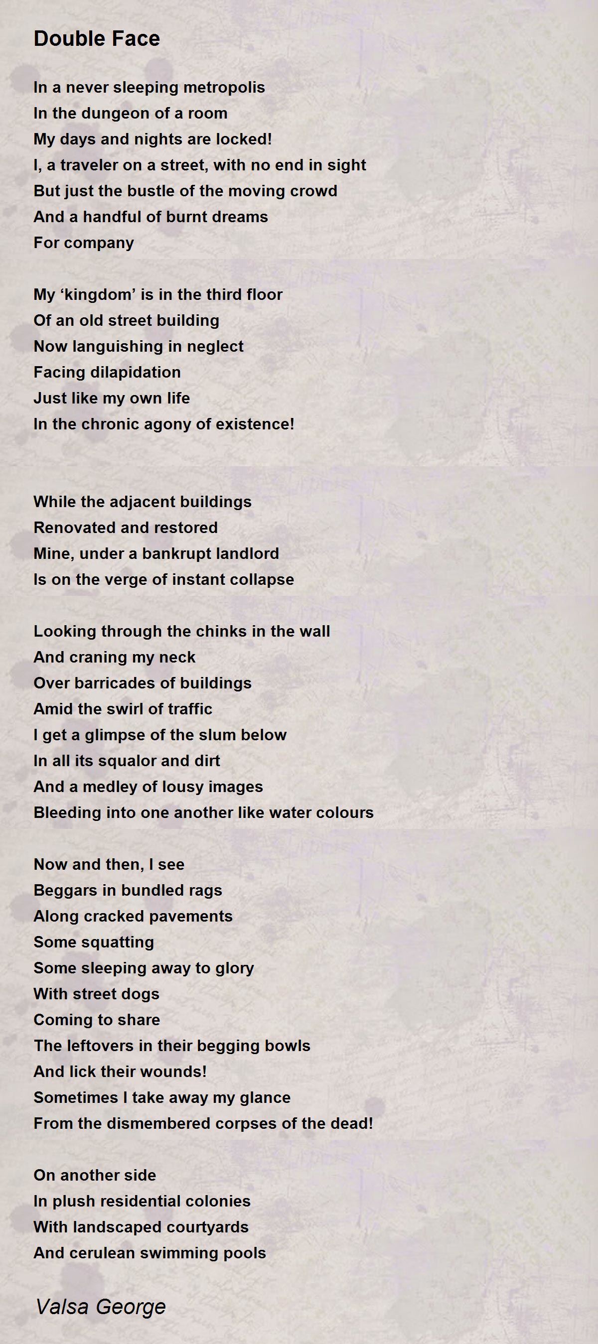 Double Face - Double Face Poem by Valsa George