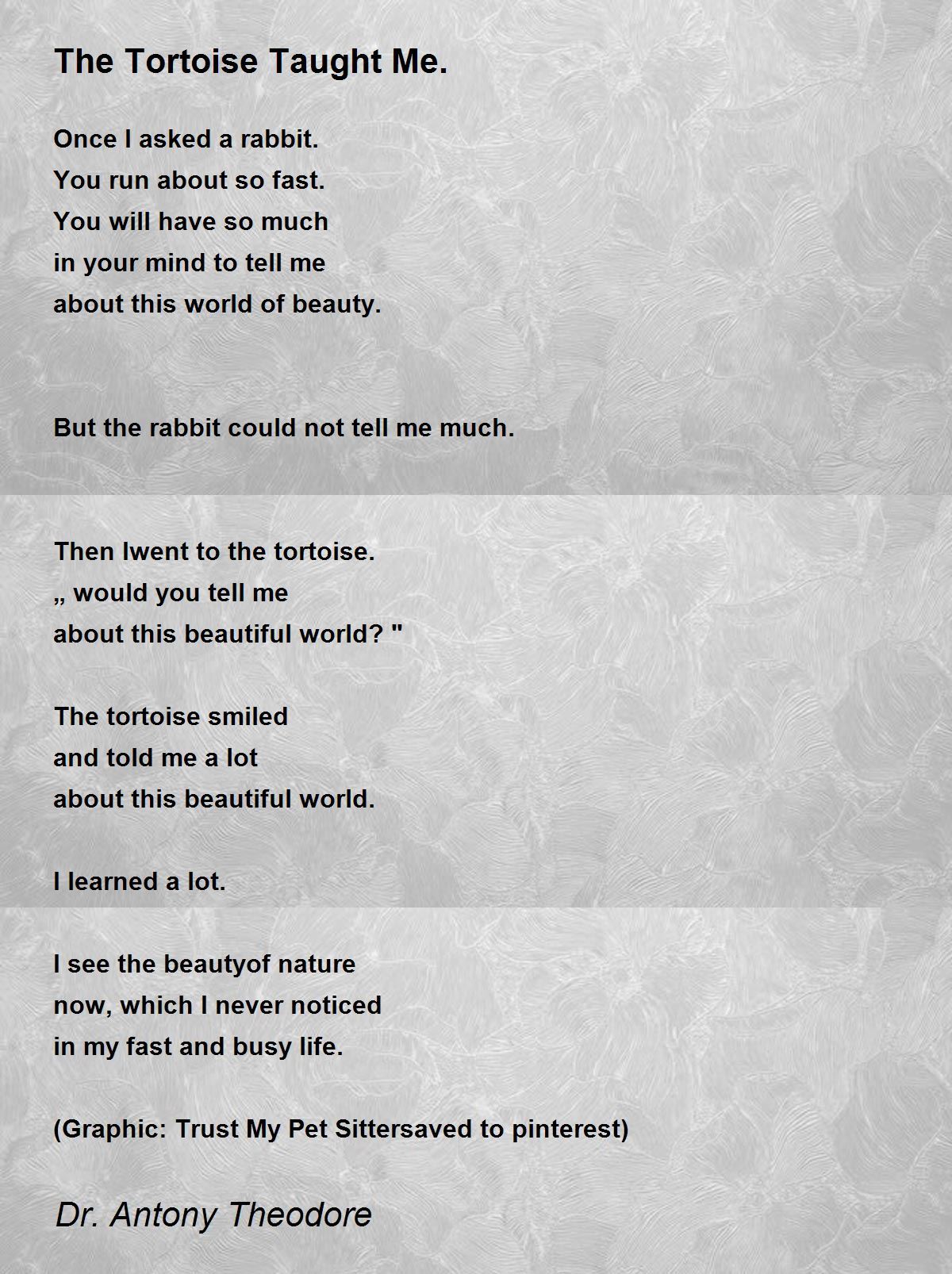 The Tortoise Taught Me. - The Tortoise Taught Me. Poem by Dr. Antony ...