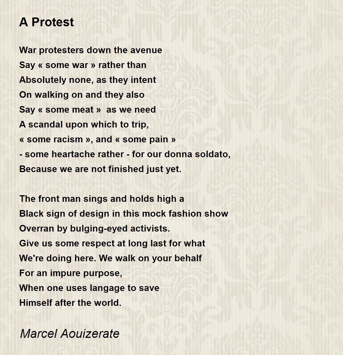 A Protest Poem by Marcel Aouizerate - Poem Hunter